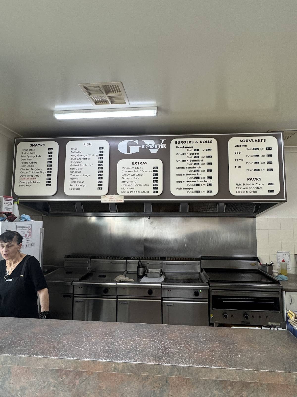 Menu at GV Cafe Kyabram, Kyabram