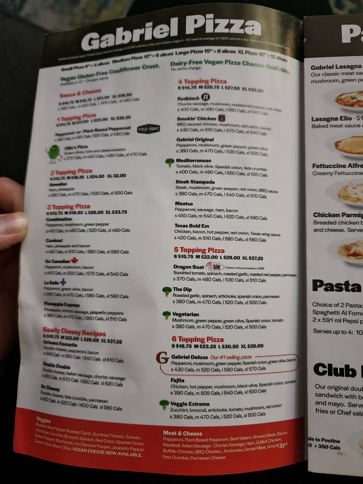 Menu at Gabriel Pizza pizzeria, Ottawa, Trim Rd