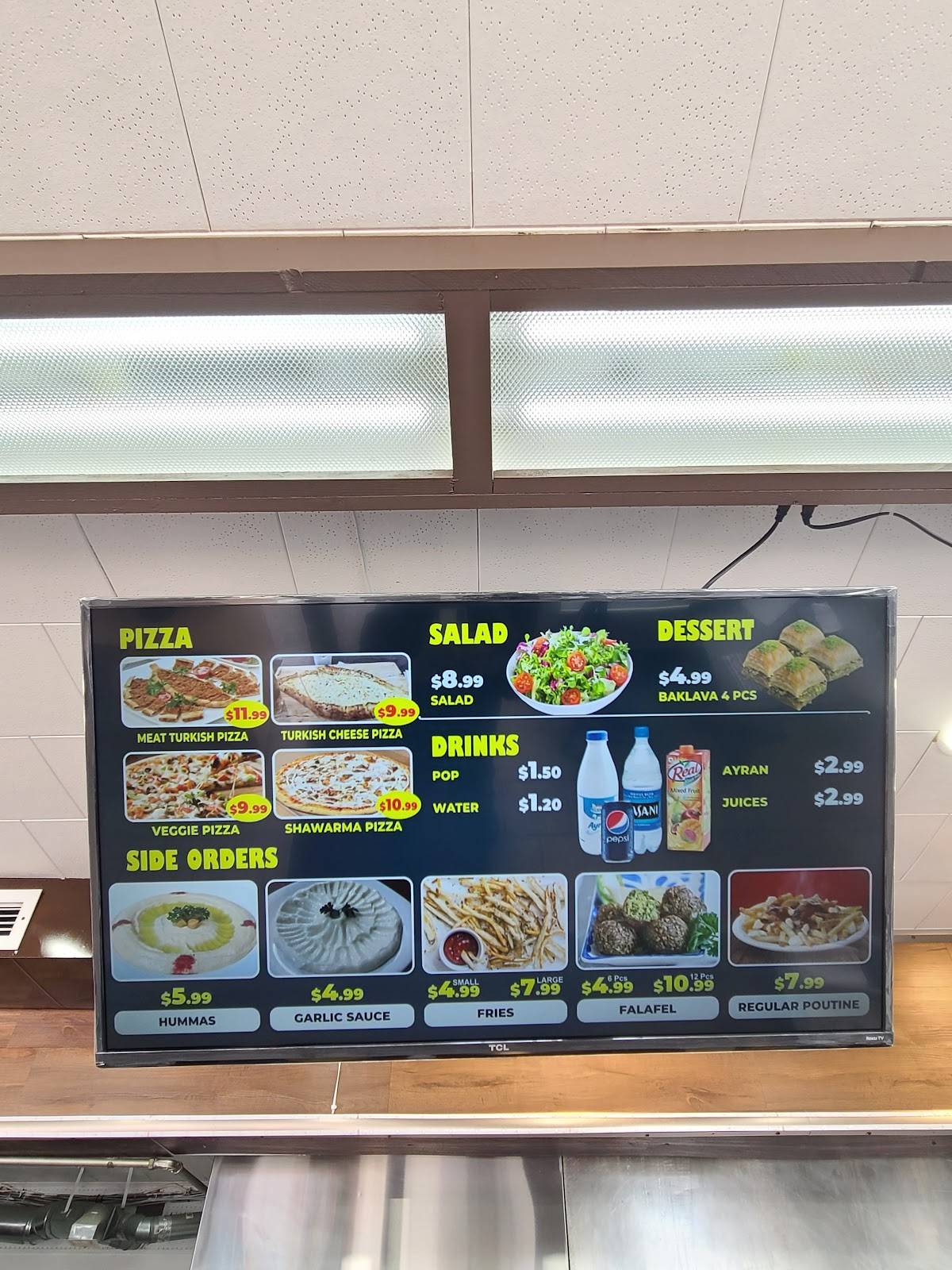 Carta del restaurante Galaxy shawarma, Hamilton