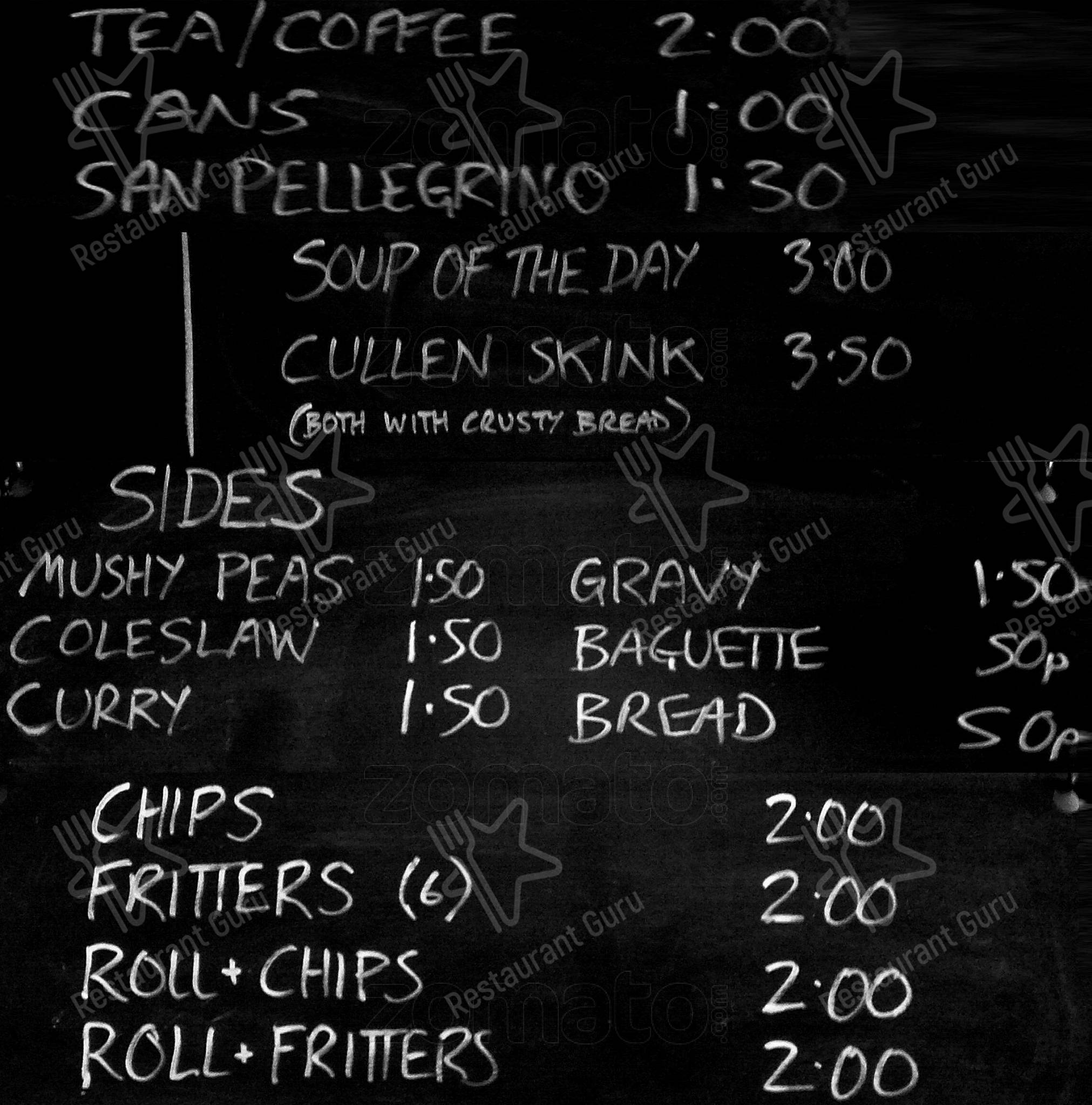 Menu at Bar Gandolfi, Glasgow, 64 Albion Street