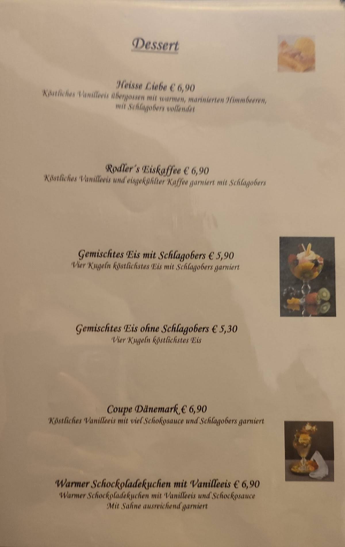 Menu at Gasthaus Restaurant Rodler, Kirchberg an der Raab