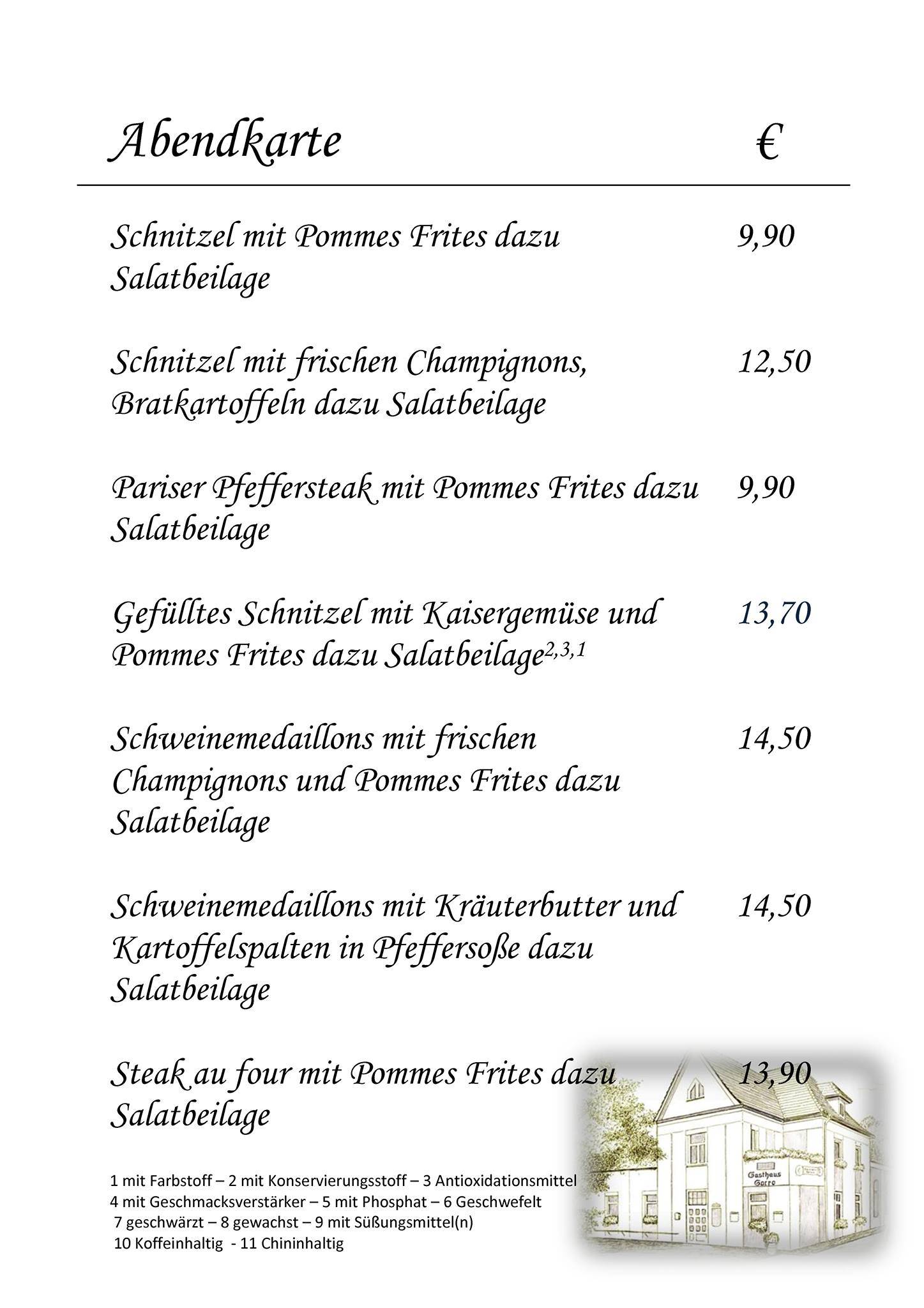 Menu at Gasthaus Sacro restaurant, Forst