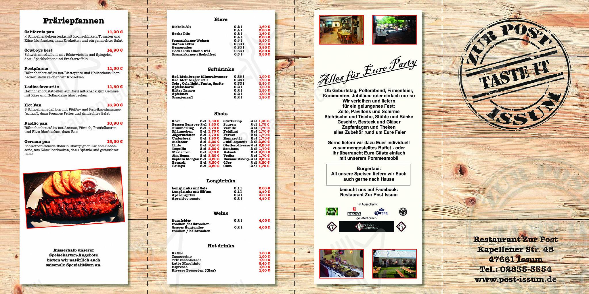 Speisekarte von Gaststätte Zur Post restaurant, Issum