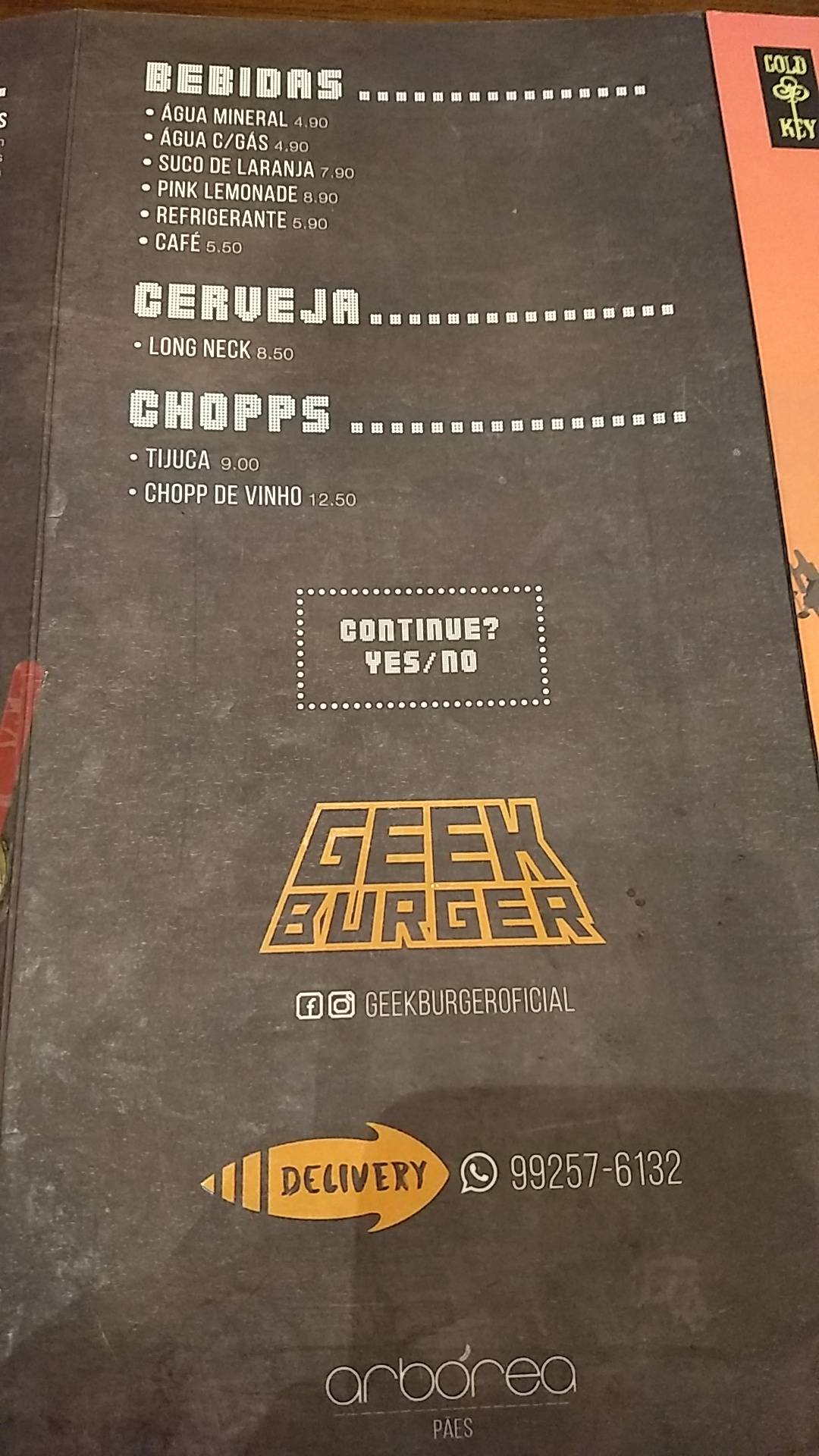 Menu em Geek Burger restaurante, Belém, R. João Balbi