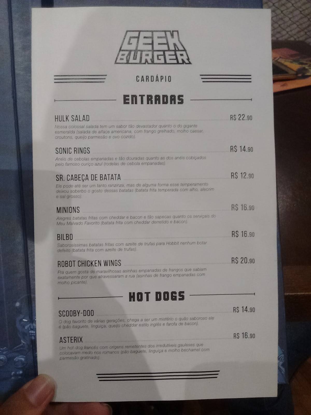 Menu em Geek Burger restaurante, Belém, R. João Balbi