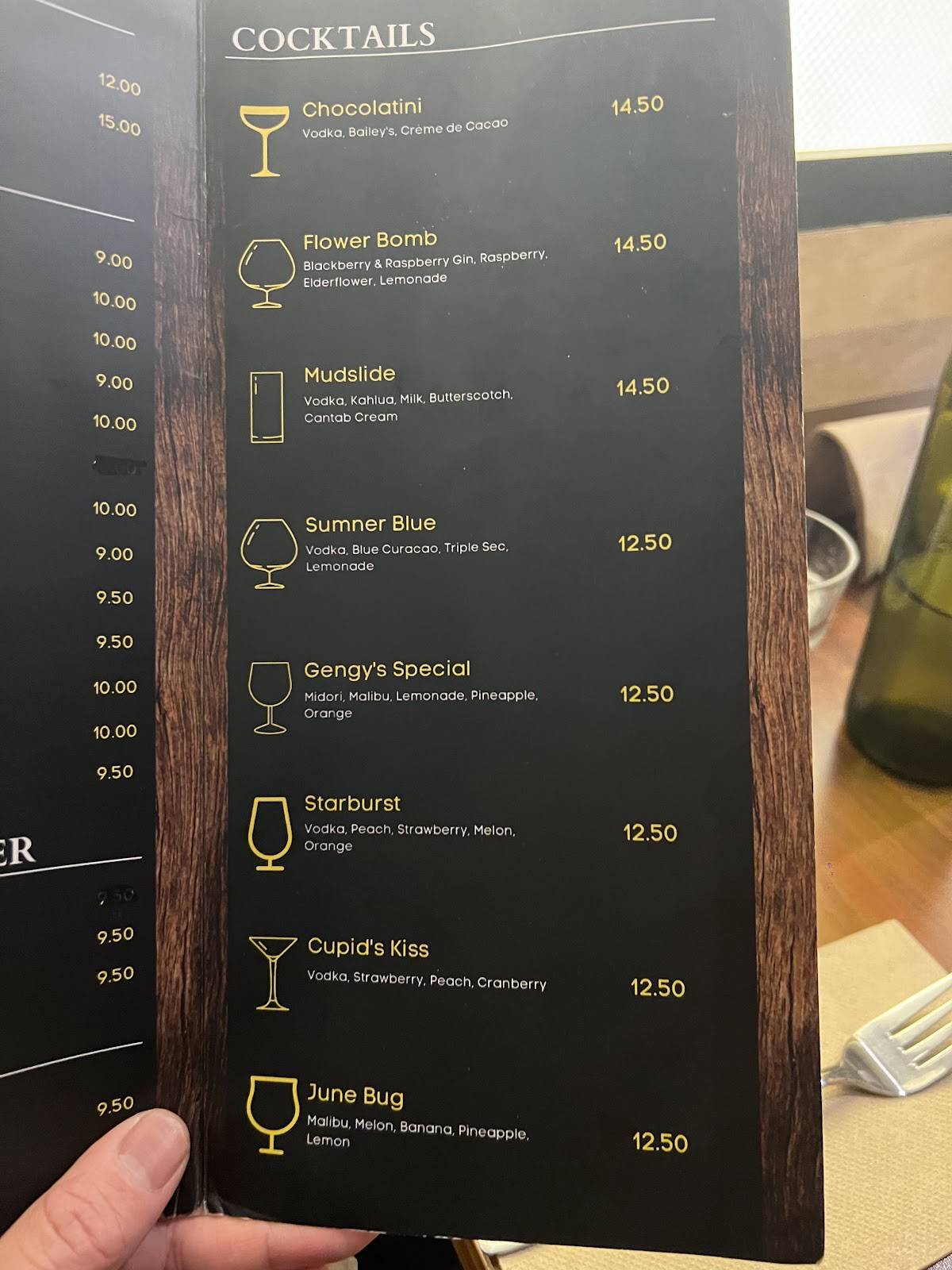 Menu at Gengy’s Christchurch restaurant, Christchurch