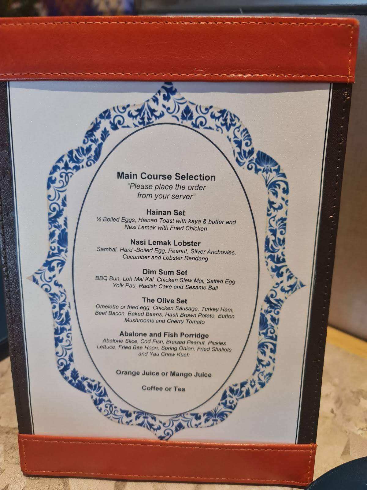 Menu at The Olive restaurant, Genting Highlands, Lobby Level