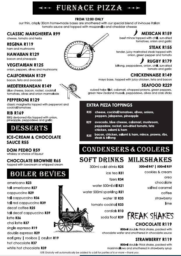 Menu at The Bench Eatery & Bar, George