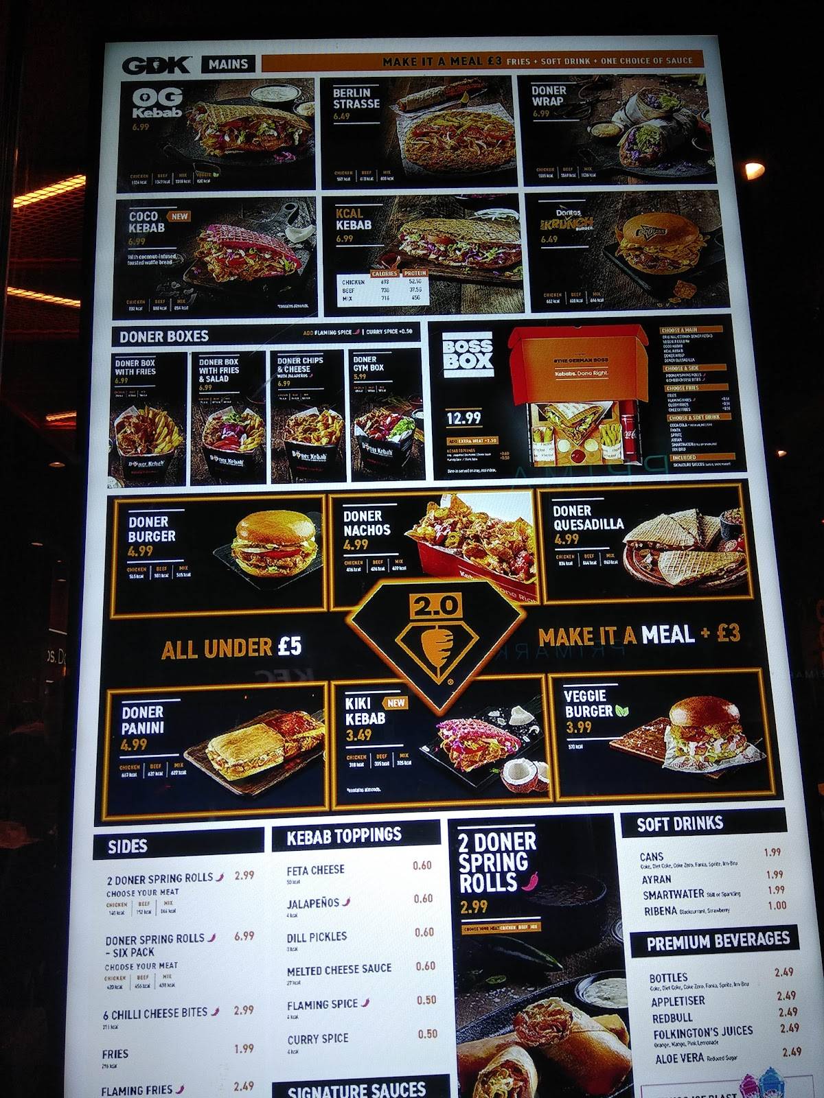 Menu at German Doner Kebab fast food, Uxbridge