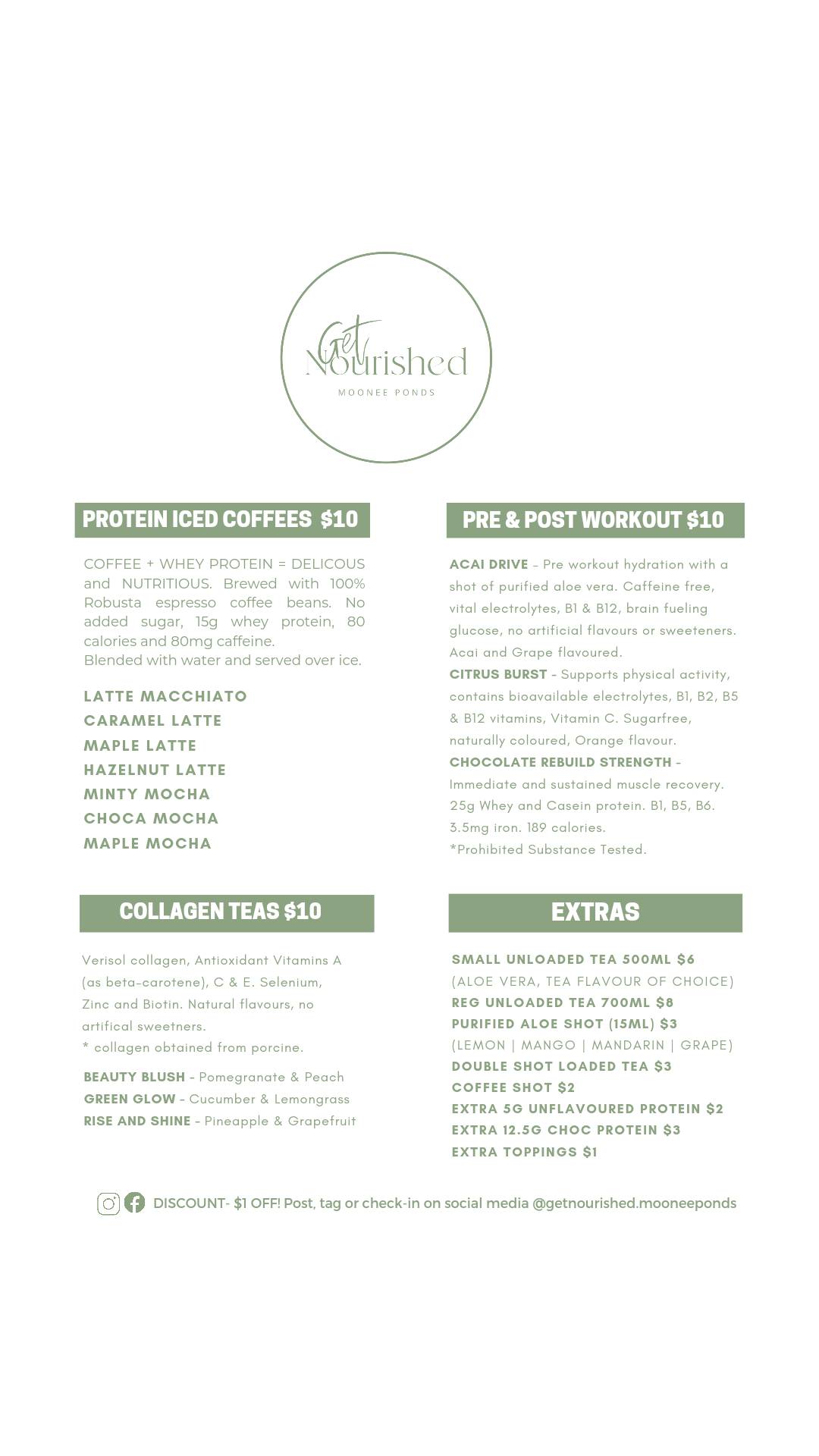 Menu at Get Nourished Moonee Ponds cafe, Moonee Ponds