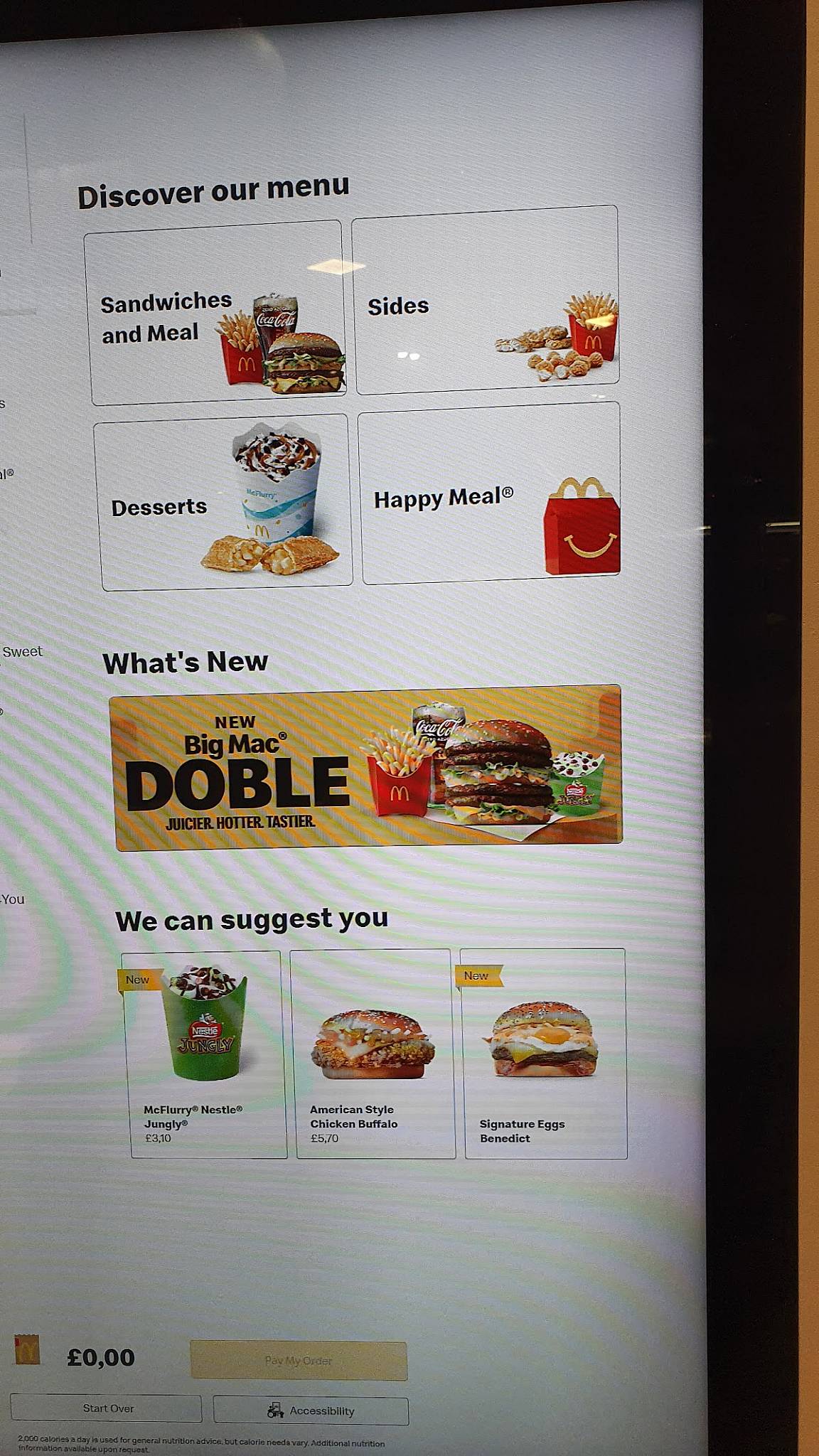 Menu at McDonald's restaurant, Gibraltar, Europort Rd