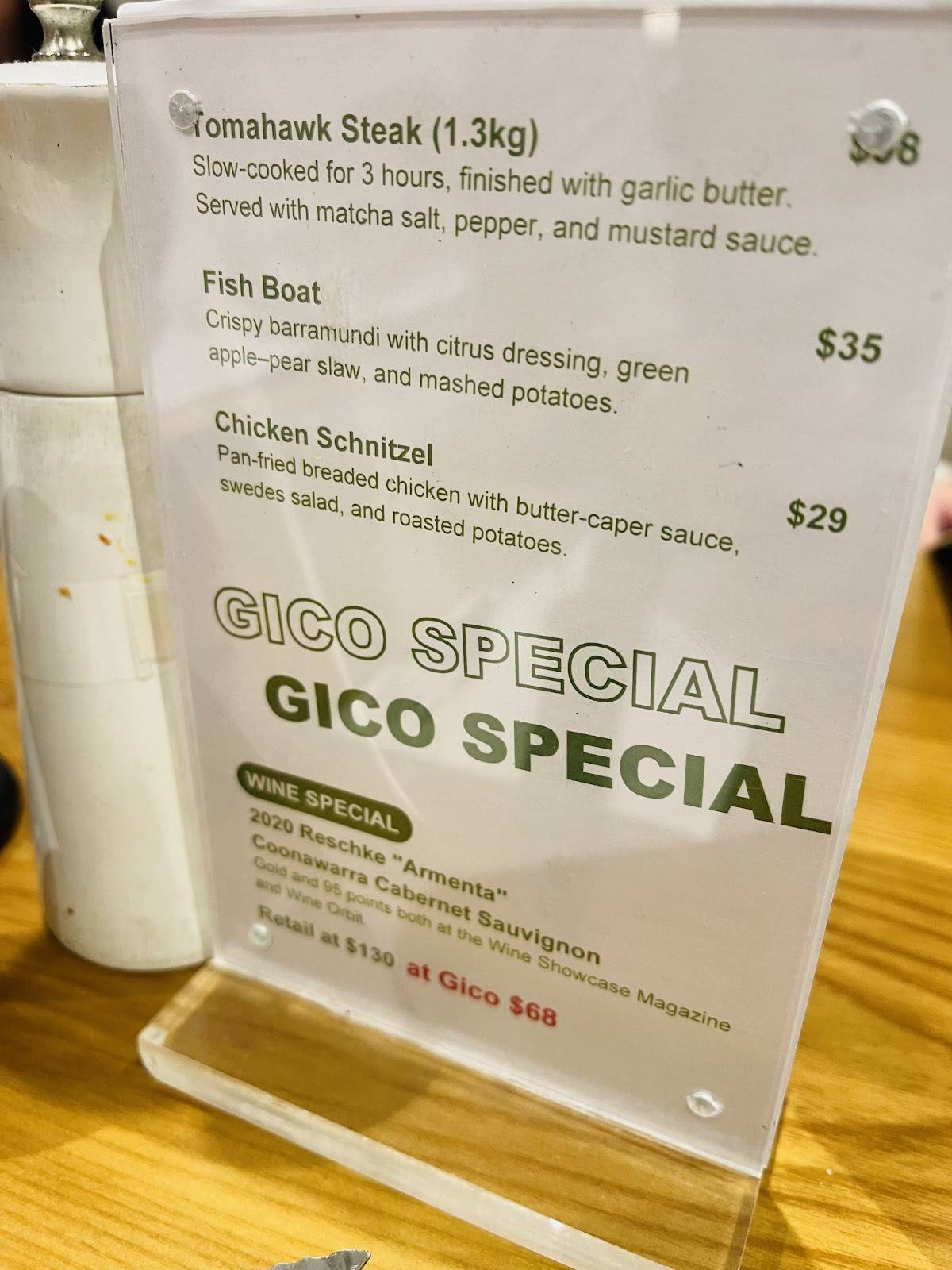 Menu at Gico Eatery cafe, Firle