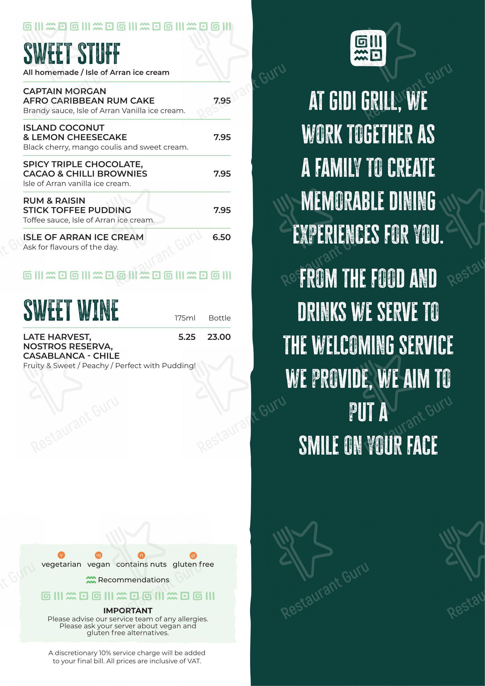 Menu at Gidi Grill, Dundee BBQ, Dundee