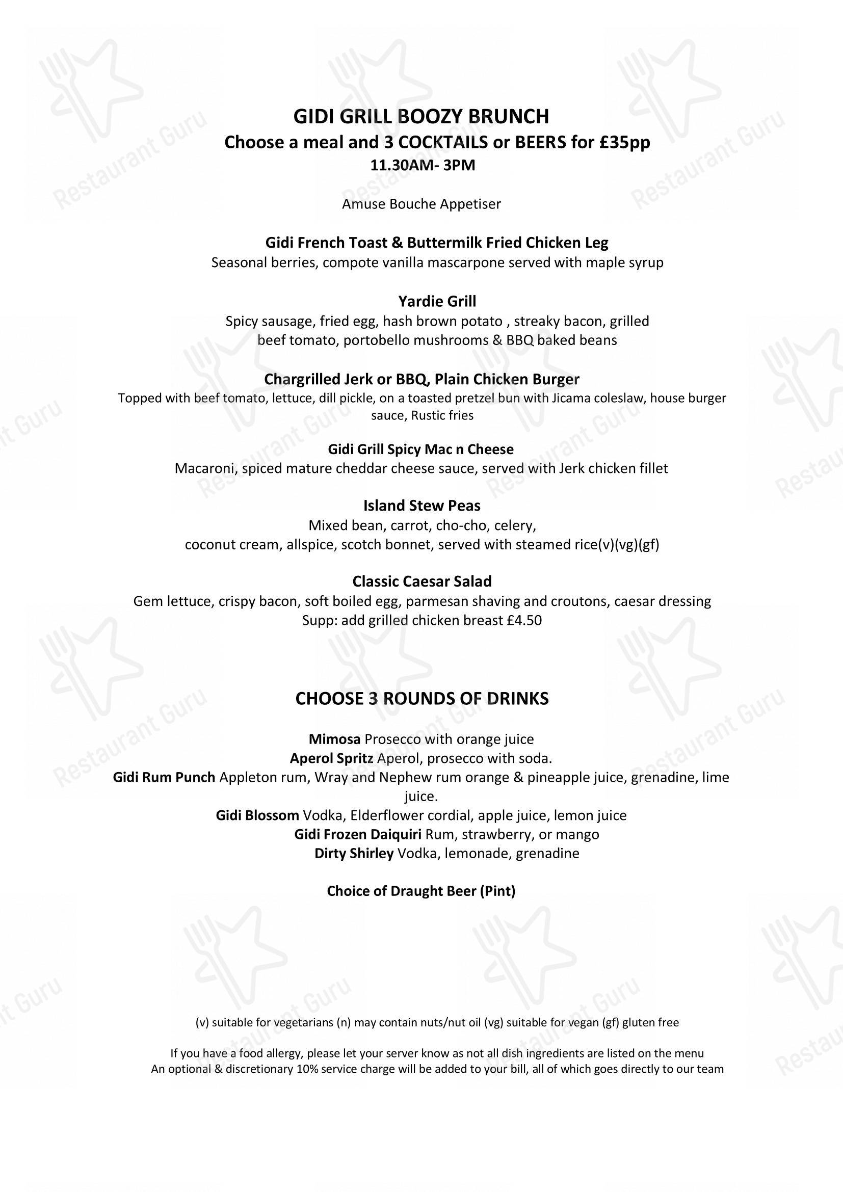 Menu at Gidi Grill, Dundee BBQ, Dundee