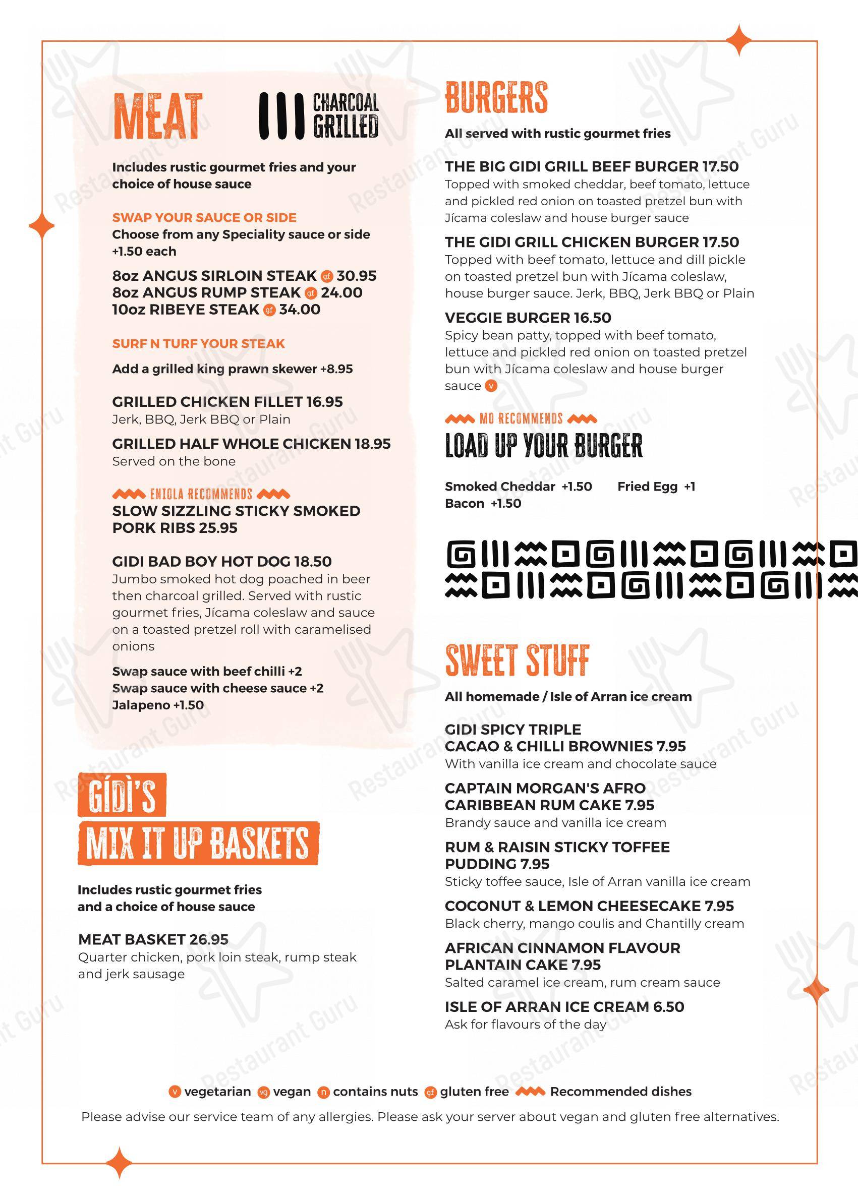Menu at Gidi Grill, Dundee BBQ, Dundee