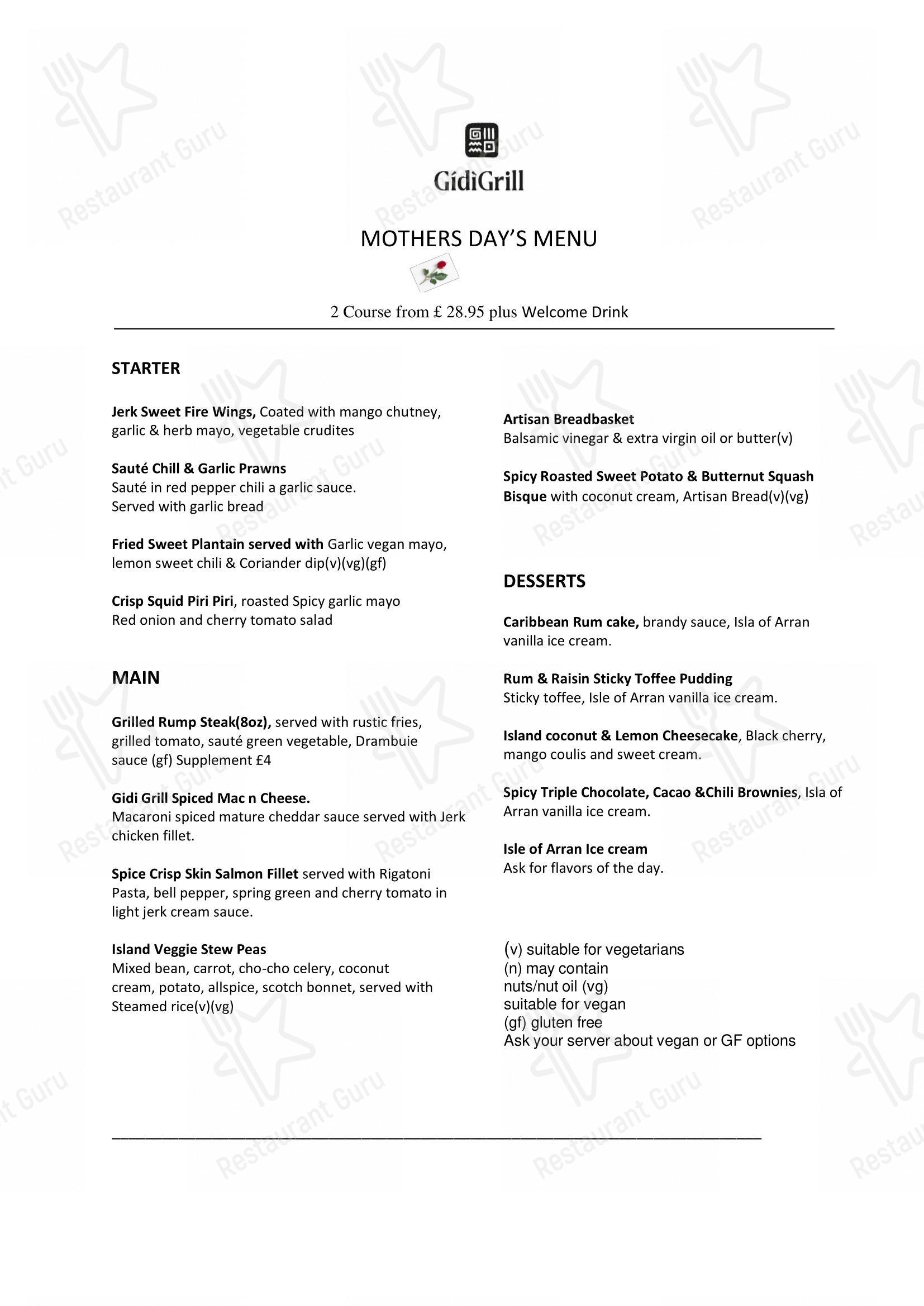Menu at Gidi Grill, Dundee BBQ, Dundee