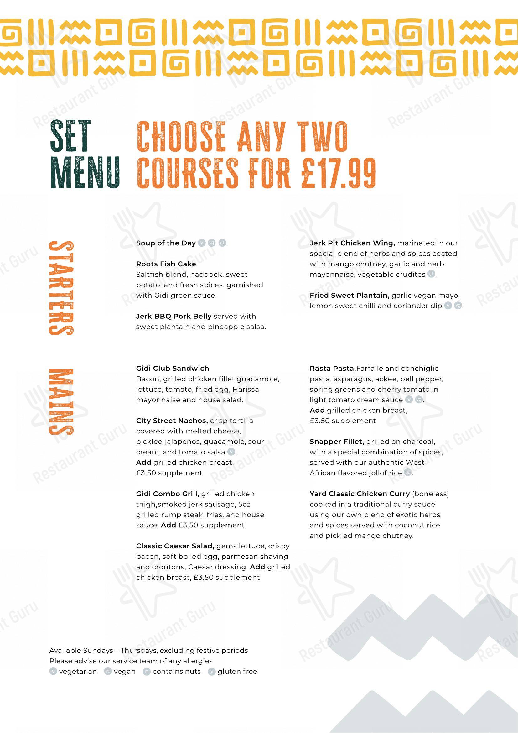 Menu at Gidi Grill, Dundee BBQ, Dundee
