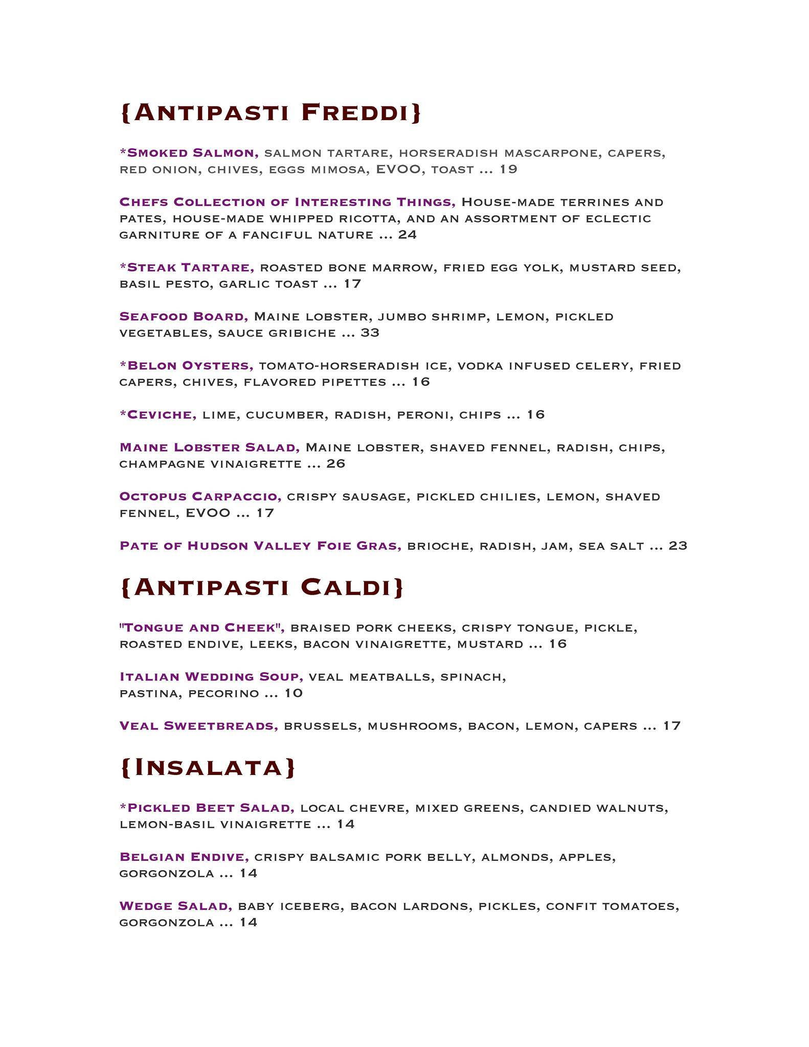 Menu at Giovanni's restaurant, Beachwood, Chagrin Blvd