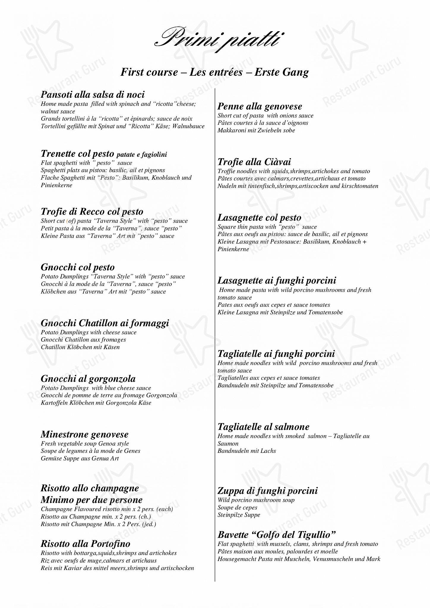 Speisekarte von Taverna Giulia Ristorante, ROM, Vicolo dell'Oro