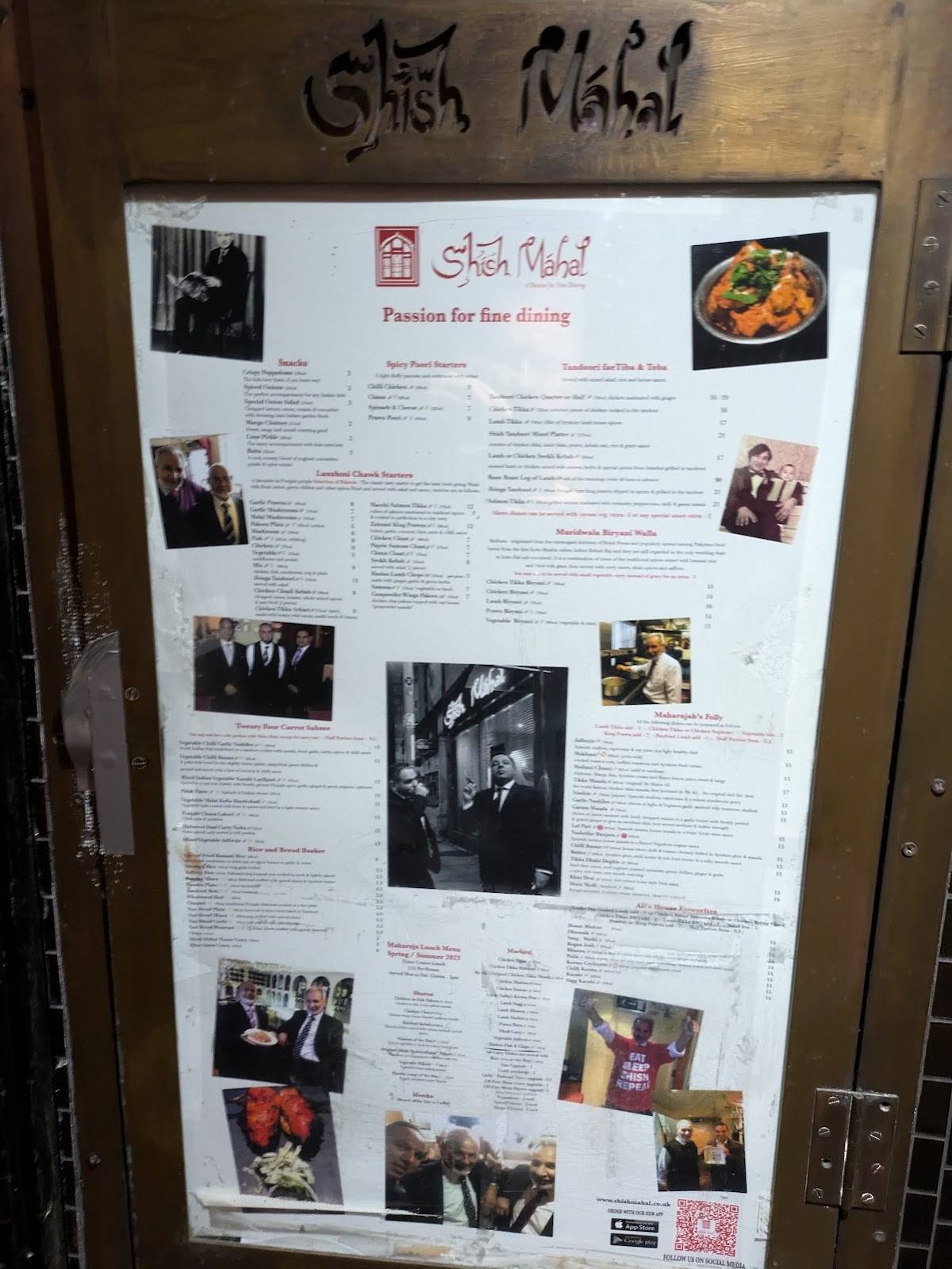 Menu at Shish Mahal Restaurant, Glasgow, 60-68 Park Rd
