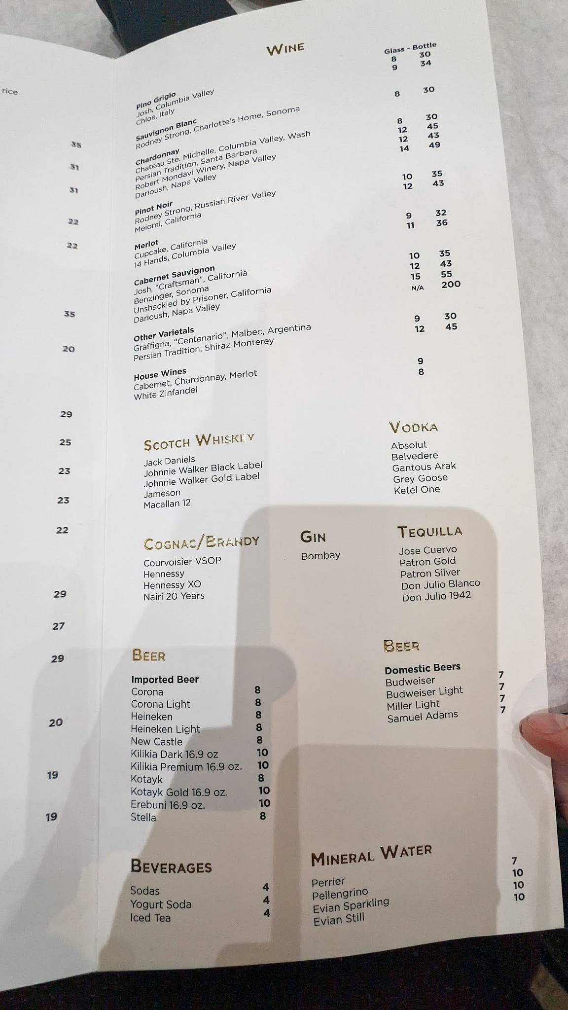 Menu at Raffi's Place restaurant, Glendale