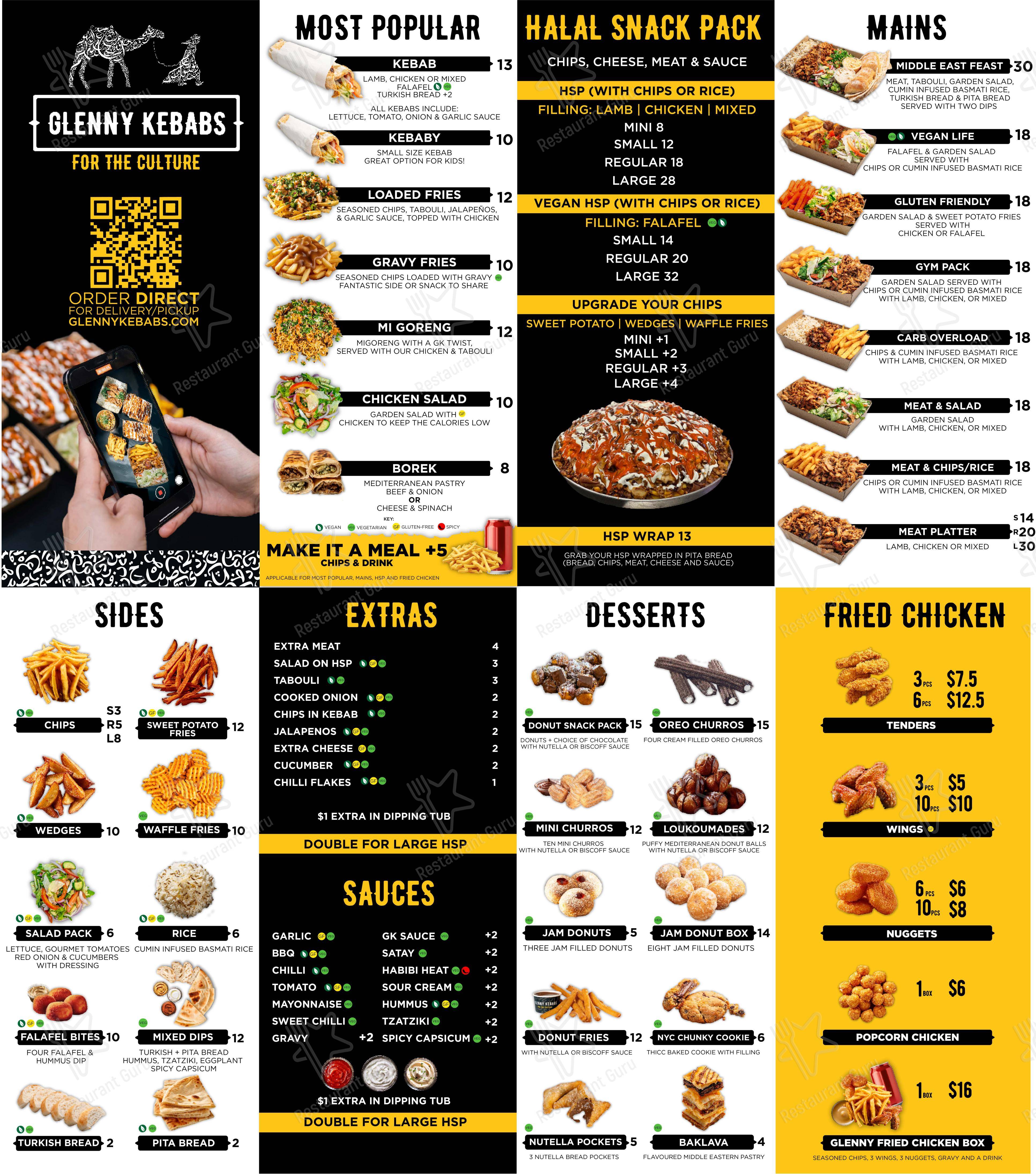 Menu at Glenny Kebabs - Glen Waverley fast food, Glen Waverley