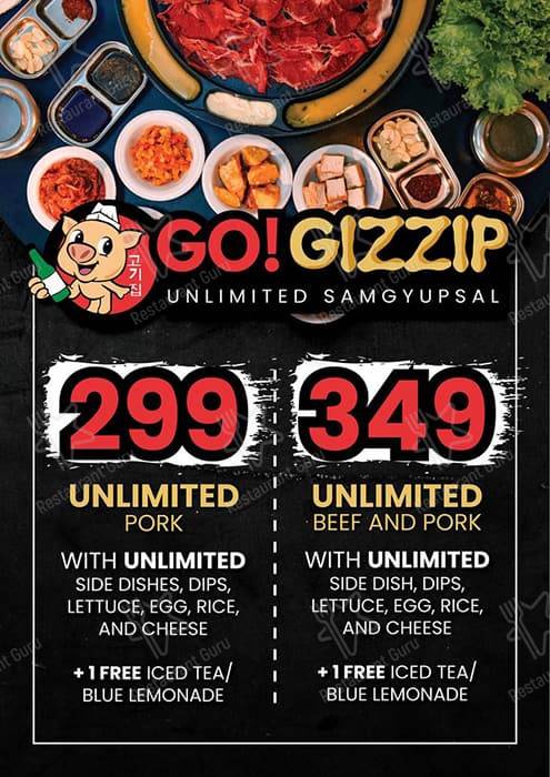 Menu at Go Gizzip restaurant, Muntinlupa