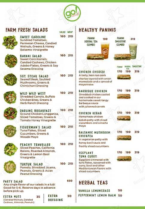 Menu at Go! Salads pub & bar, Taguig, Ground Floor