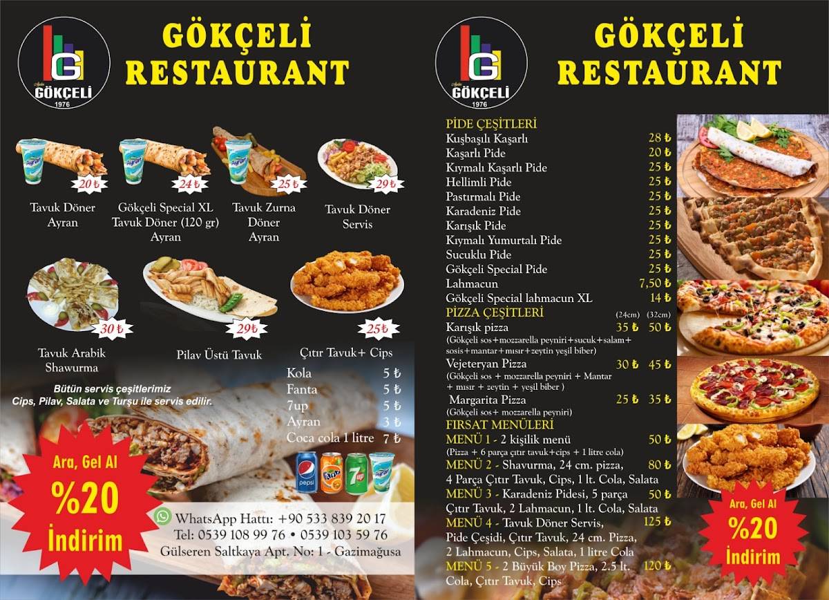 Menu at Gokceli Doner & Pizza, Cyprus