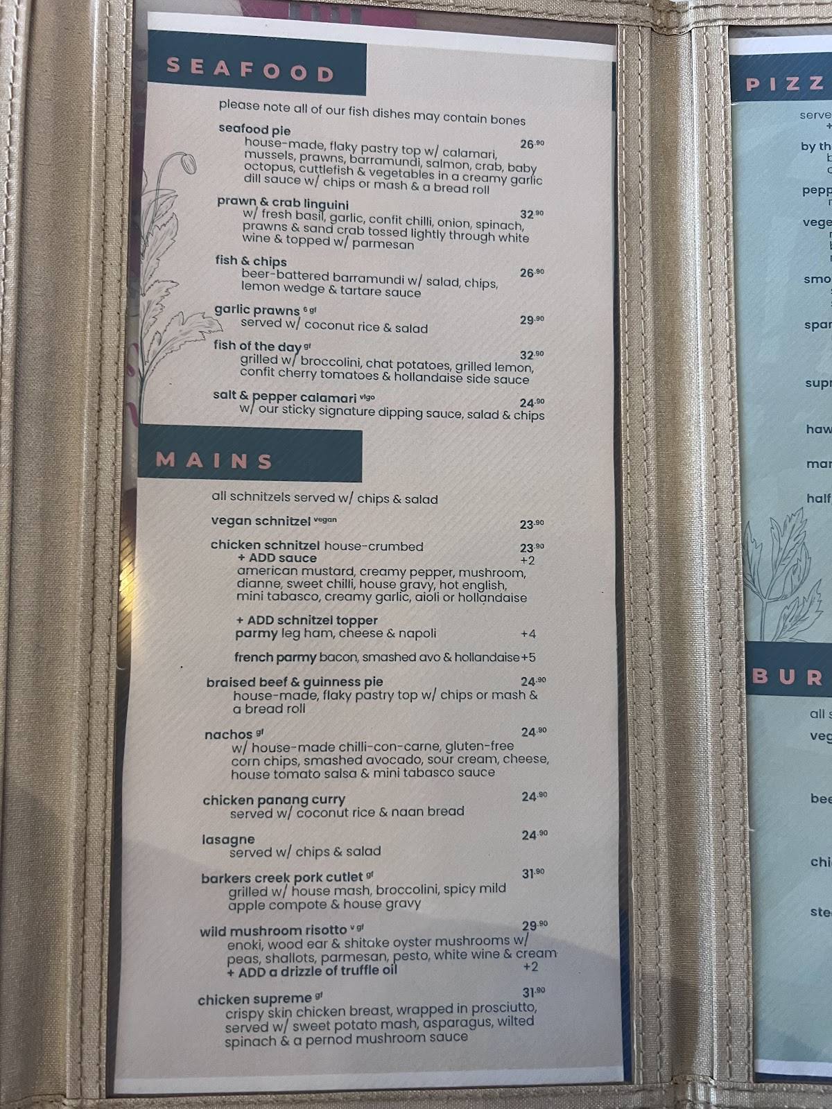 Menu at Boardwalk Tavern restaurant, Hope Island, Shopping Centre