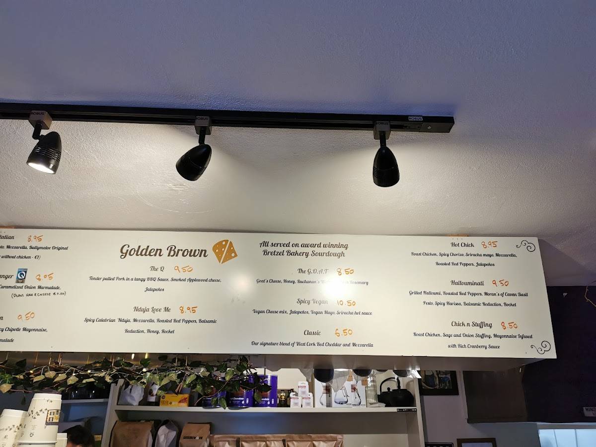 Menu at Golden Brown - Cafè cafe, Ireland