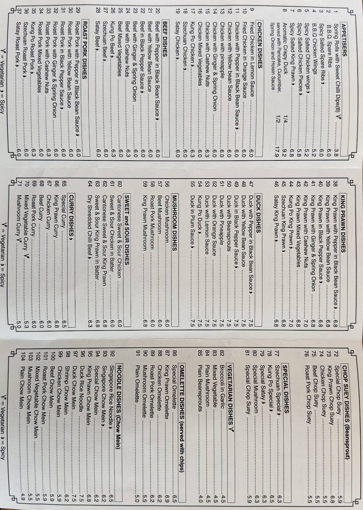 Menu at Golden Phoenix Chinese Takeaway fast food, Woodhall Spa