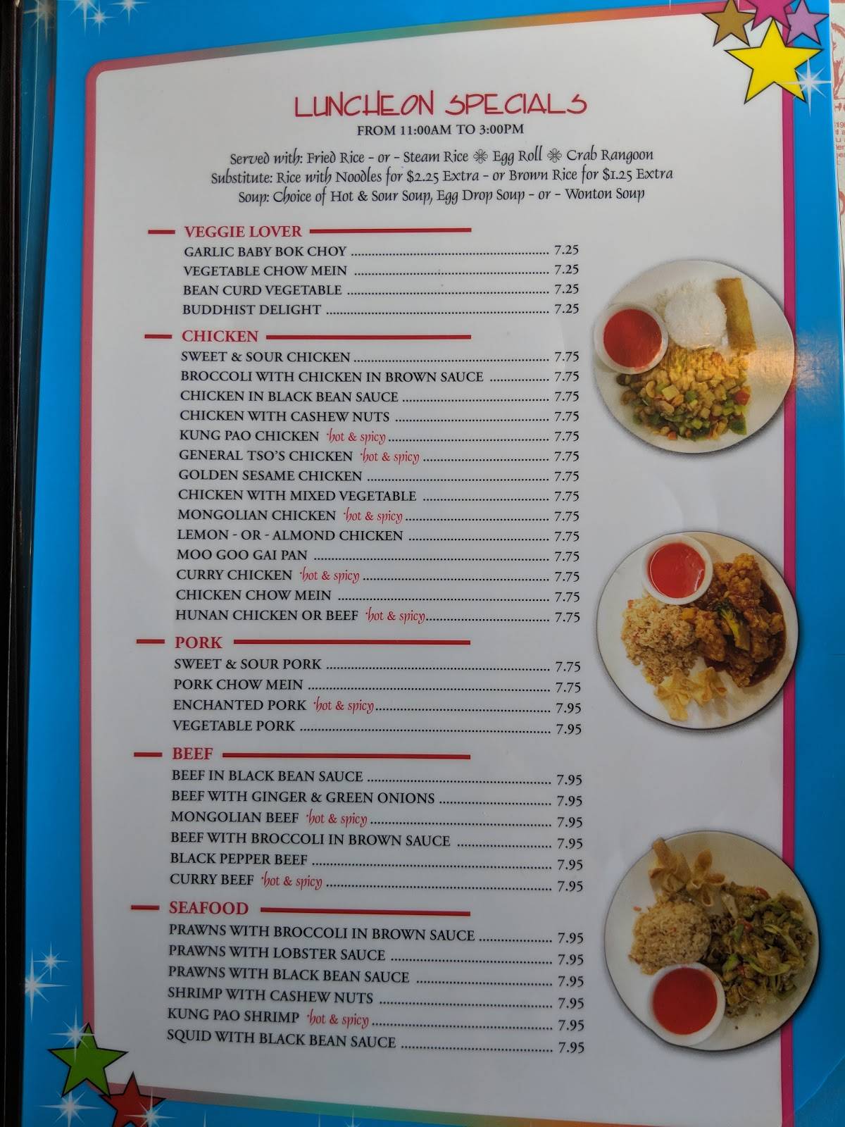 Menu at Golden Star Restaurant, Sequim