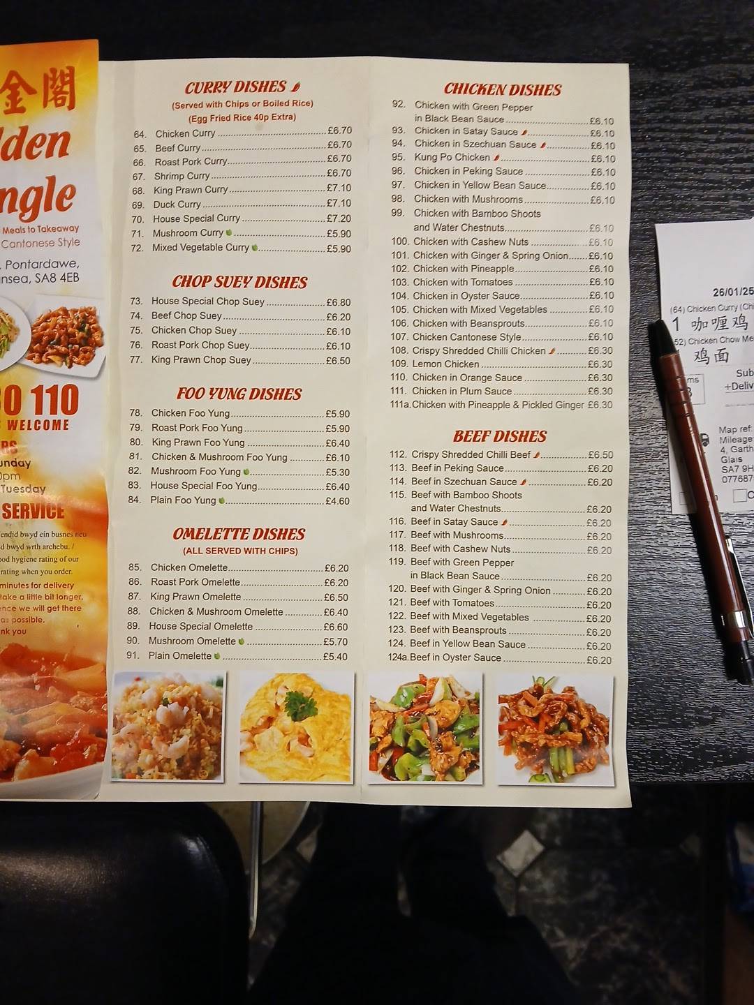 Menu at Golden Triangle fast food, Pontardawe