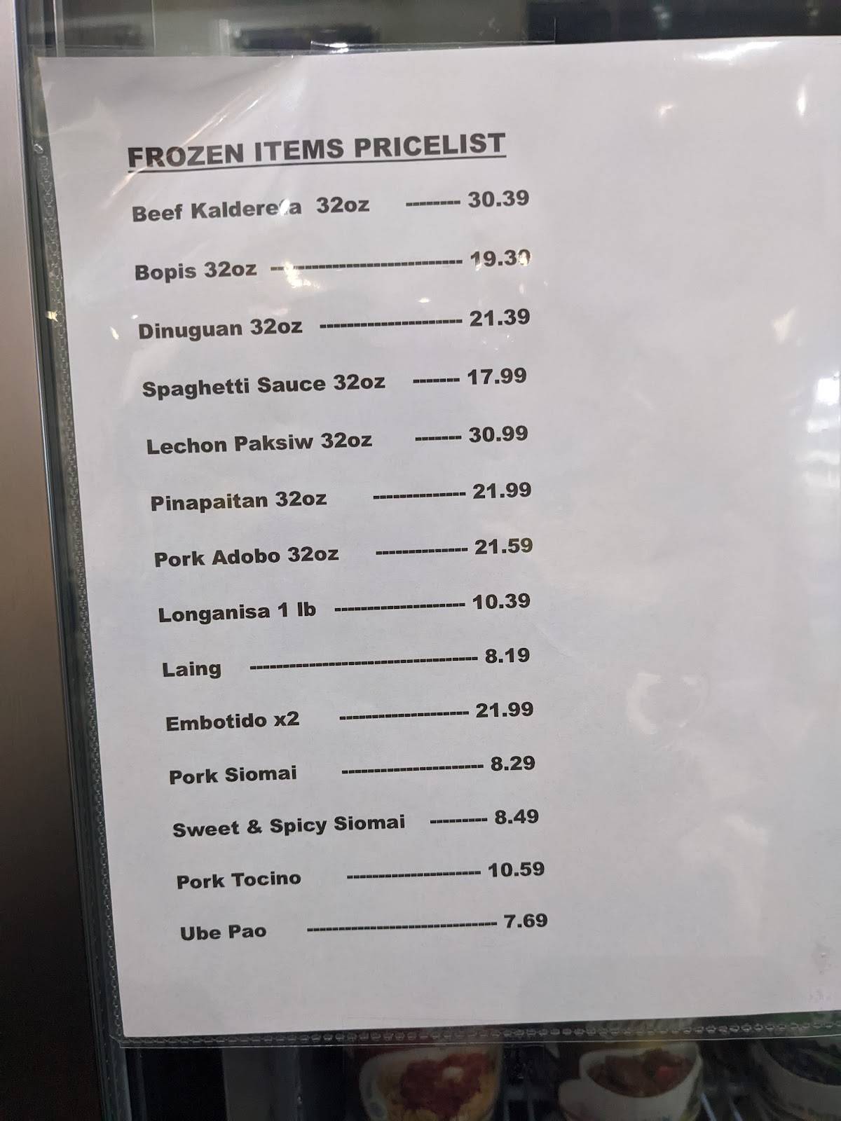 Menu at Goldilocks Bakeshop and Restaurant, Concord