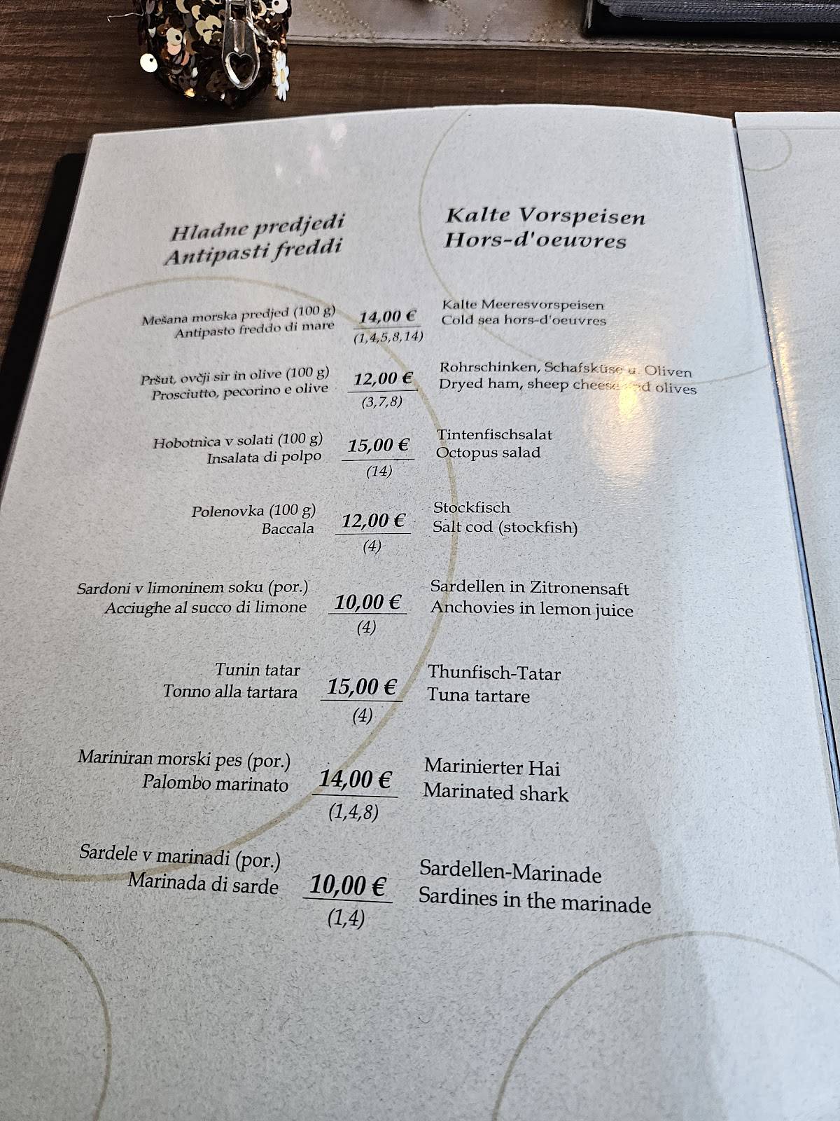 Menu at Gostilna Sidro, Vladimir Godina s.p. restaurant, Izola