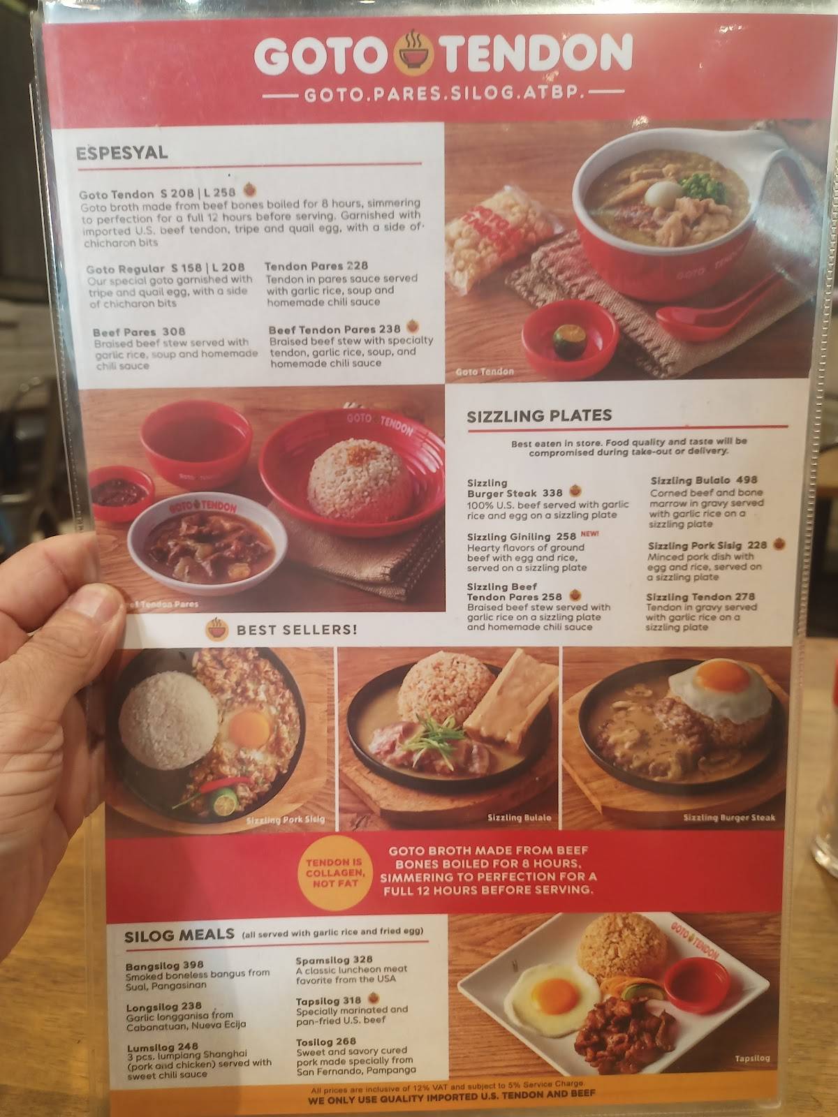 Menu at Goto Tendon Scout Borromeo restaurant, Quezon City