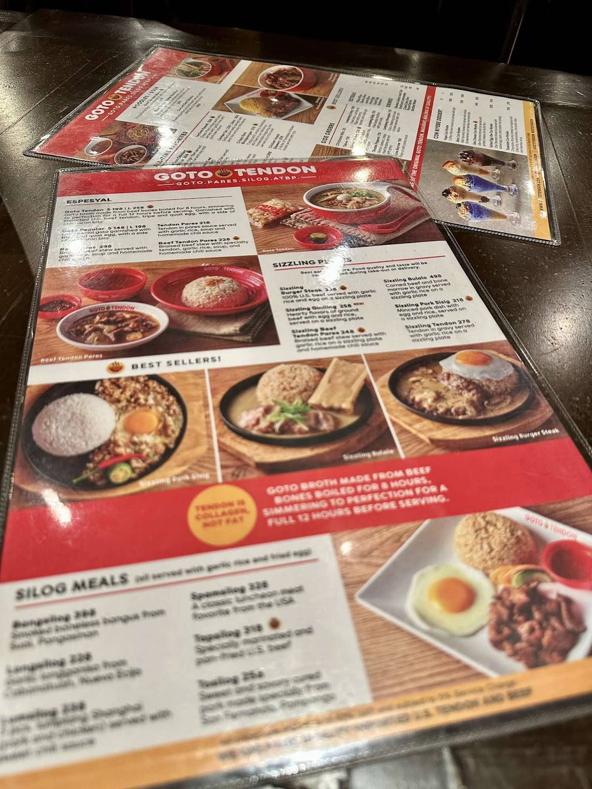 Menu at Goto Tendon Scout Borromeo restaurant, Quezon City