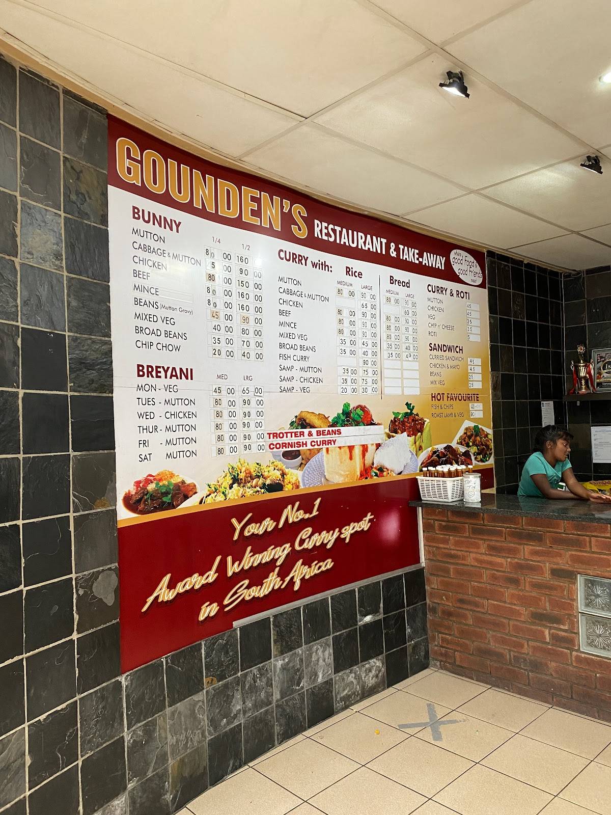 Menu at Gounden's Restaurant & Take Away, Durban