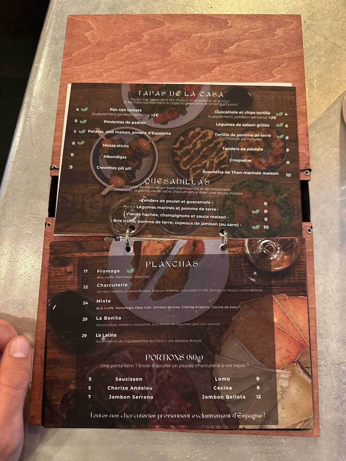 Menu au Goya pub et bar, Nice
