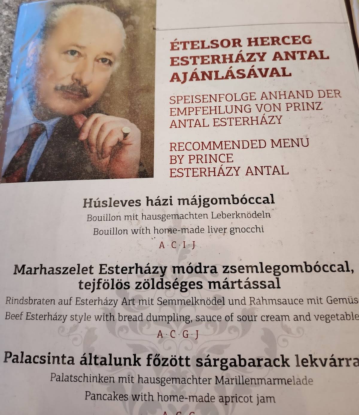 Menu at Gránátos Ház Kft. restaurant, Fertőd