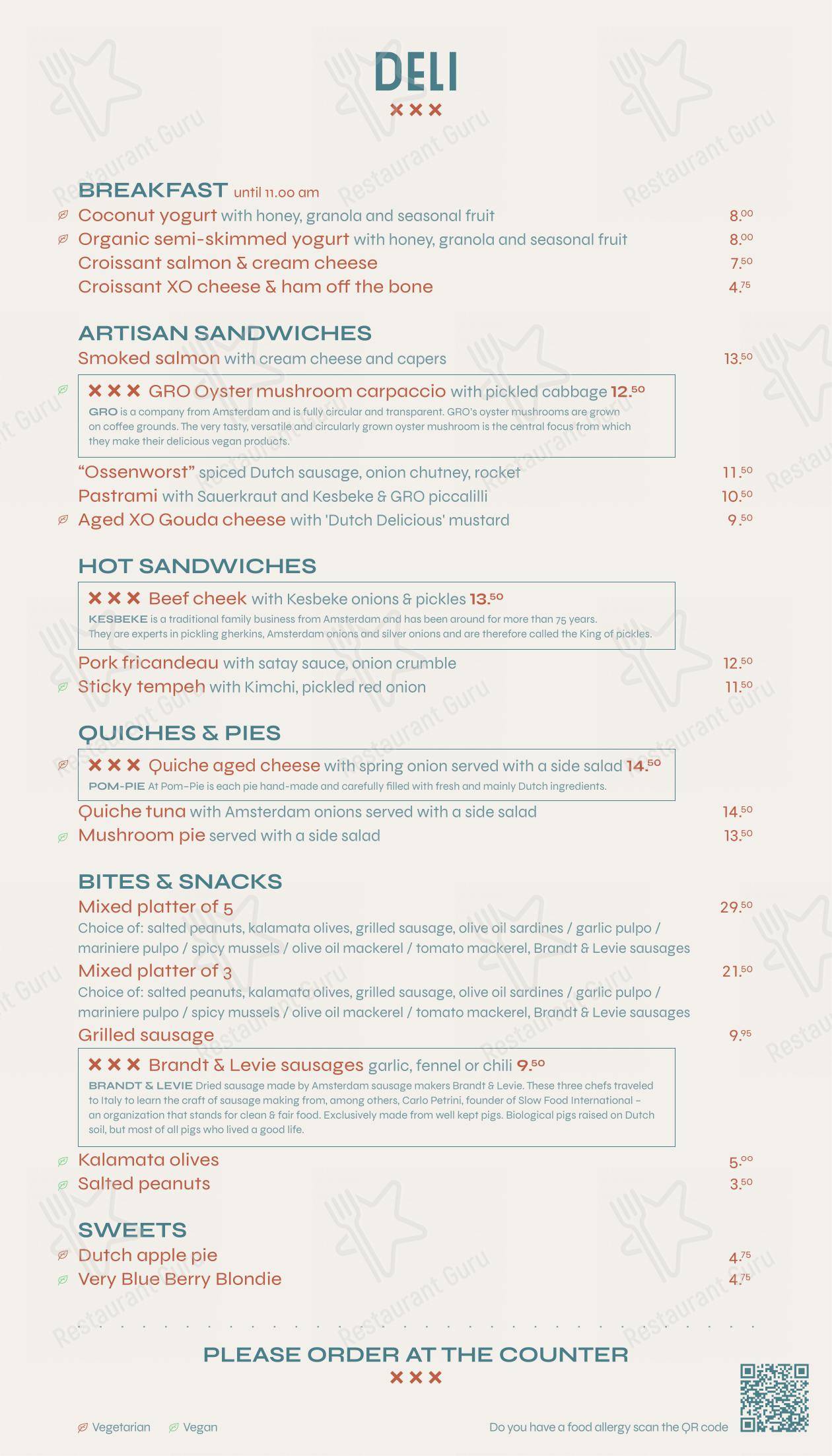Menu at Grand Cafe Salon, Schiphol
