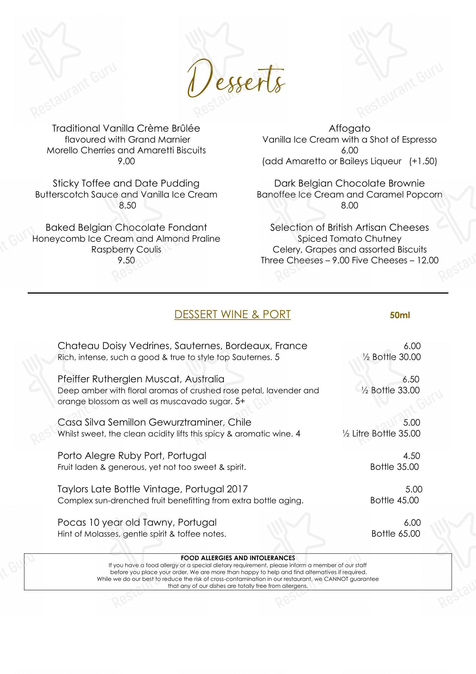 Menu at Grand Cru Restaurant, Birkenshaw