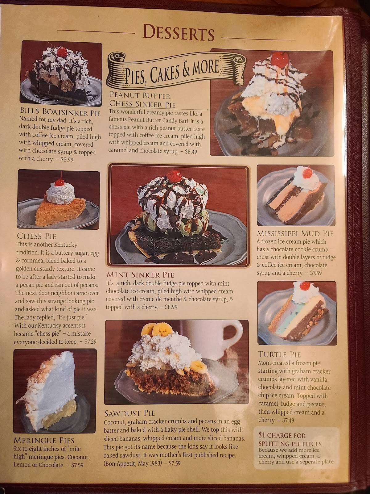 Menu at Patti's 1880's Settlement restaurant, Grand Rivers