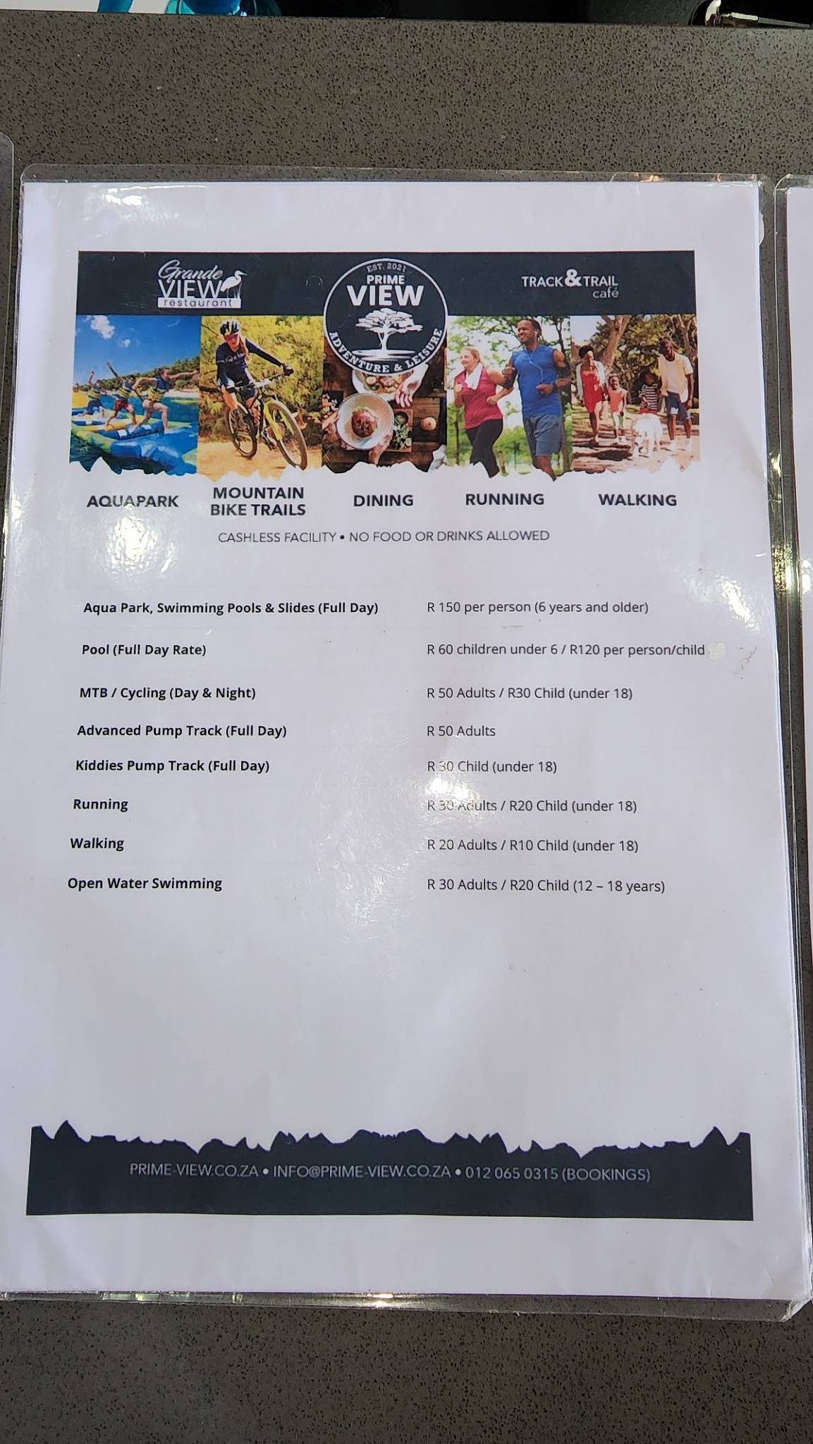 Menu at Grande View Restaurant, Olifantsfontein