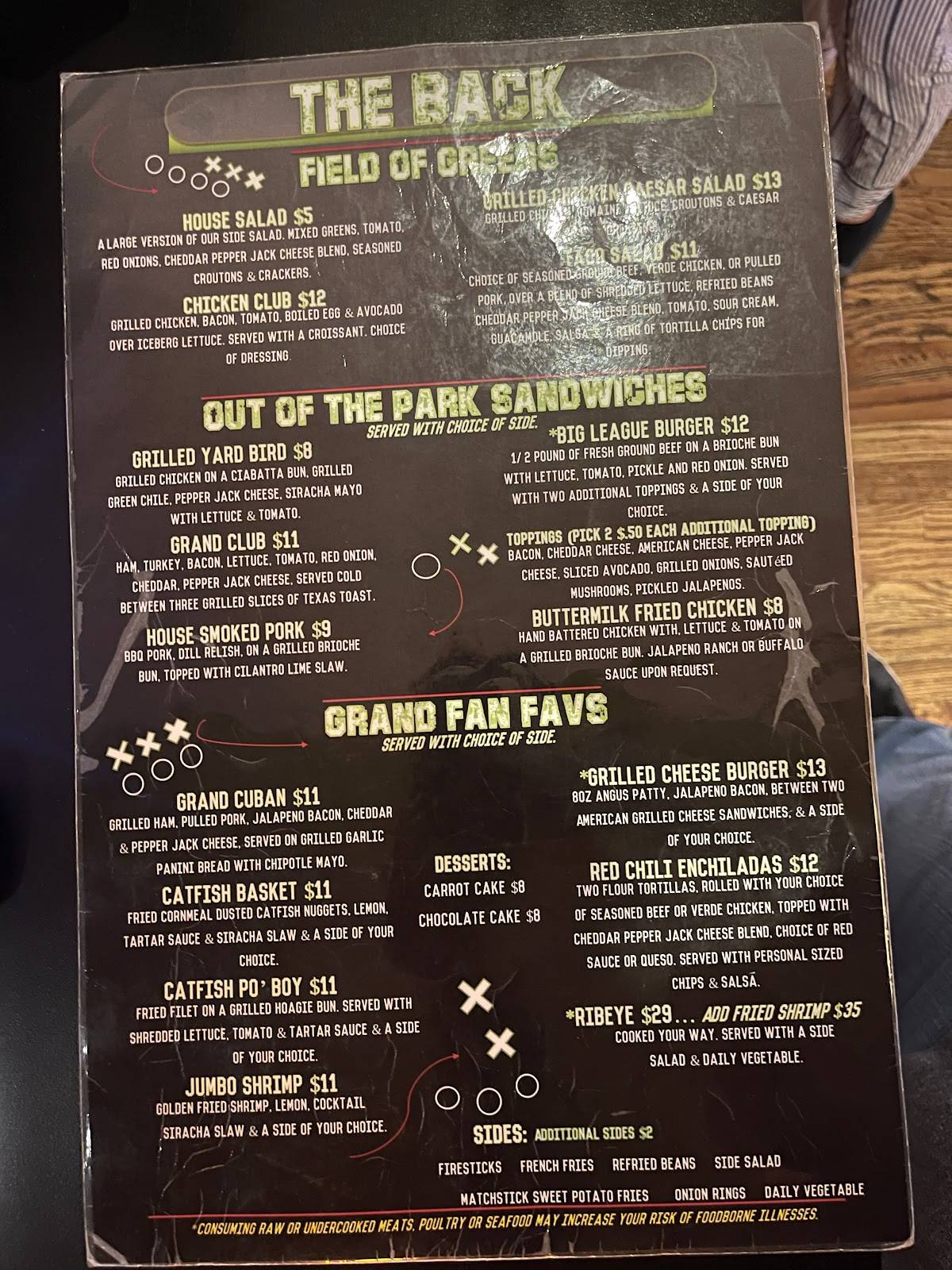 Menu at Grandstand Sports Grille pub & bar, Shawnee, 777 Grand Casino Blvd