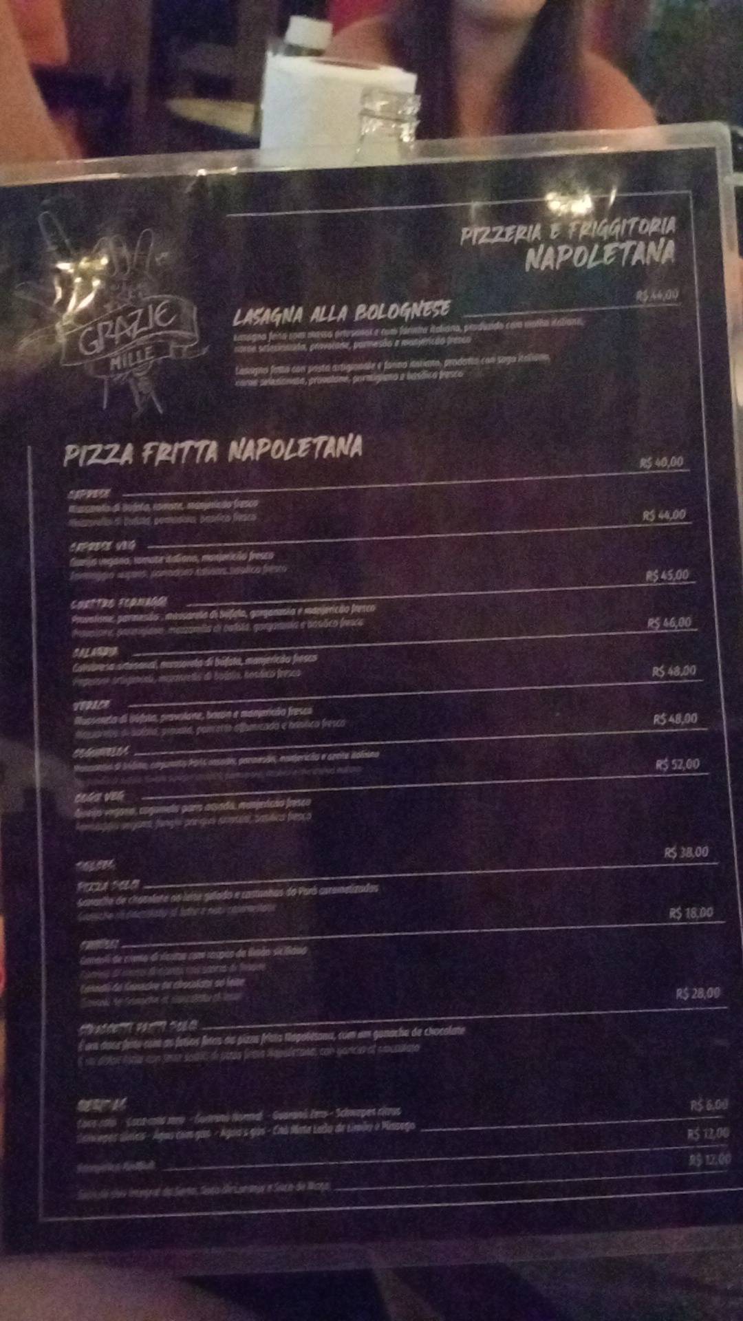 Menu at Grazie Mille Pizzeria e Friggitoria Napoletana, Garopaba