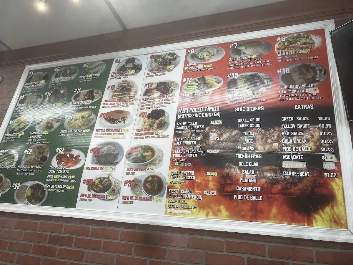 Carta del restaurante Pollo Tipico, Lanham