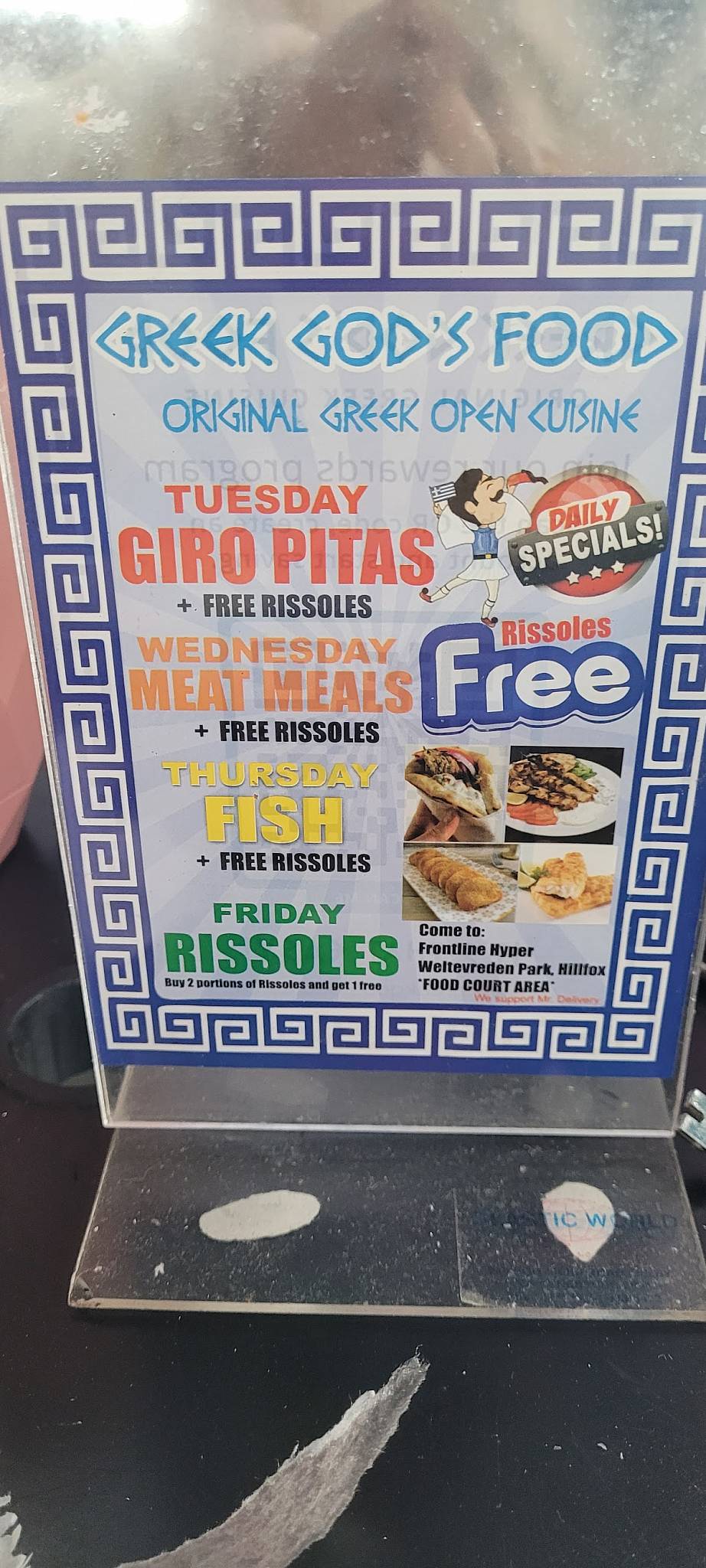 Menu at Greek Gods Food restaurant, Johannesburg