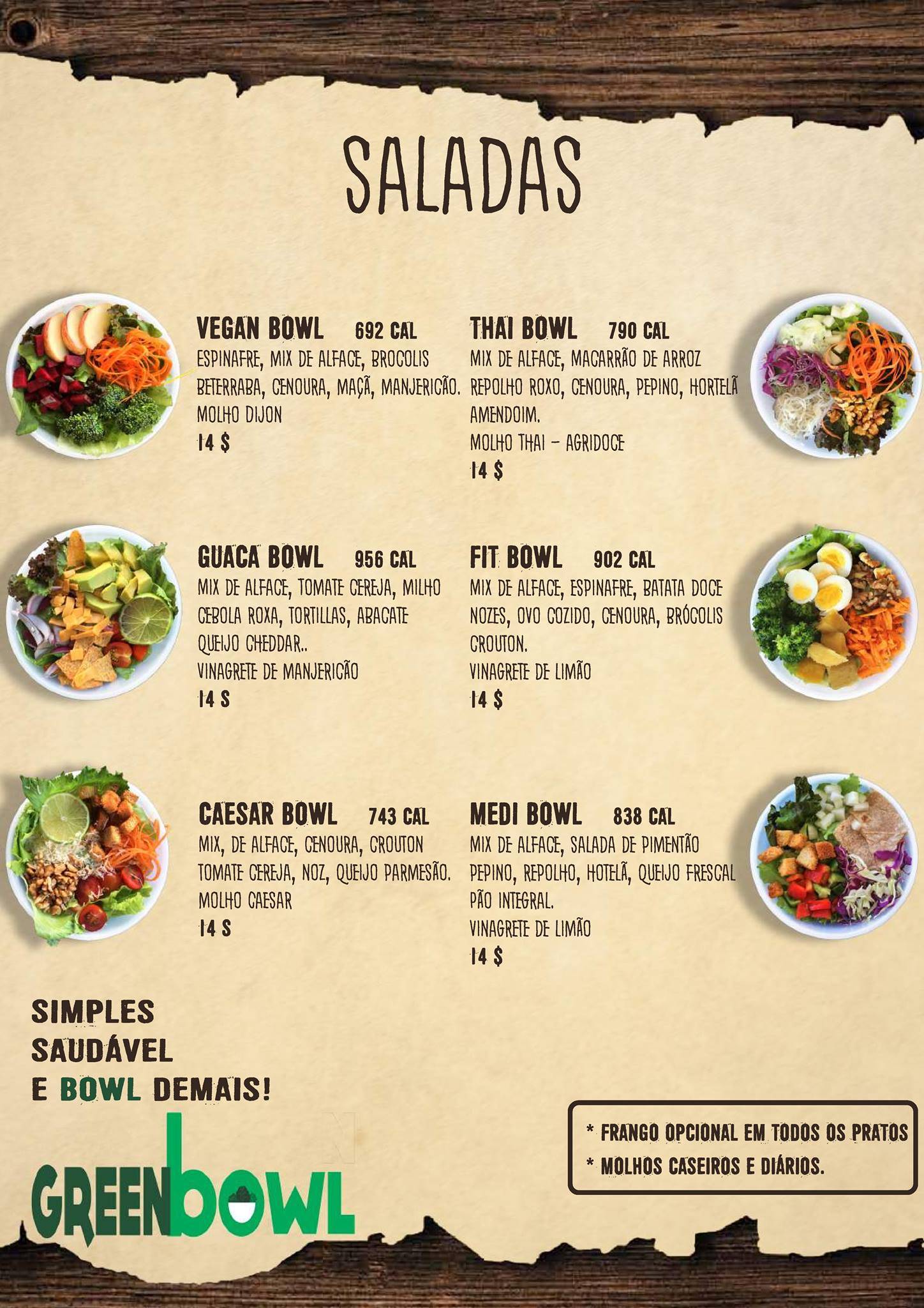 Menu at Green Bowl restaurant, Volta Redonda